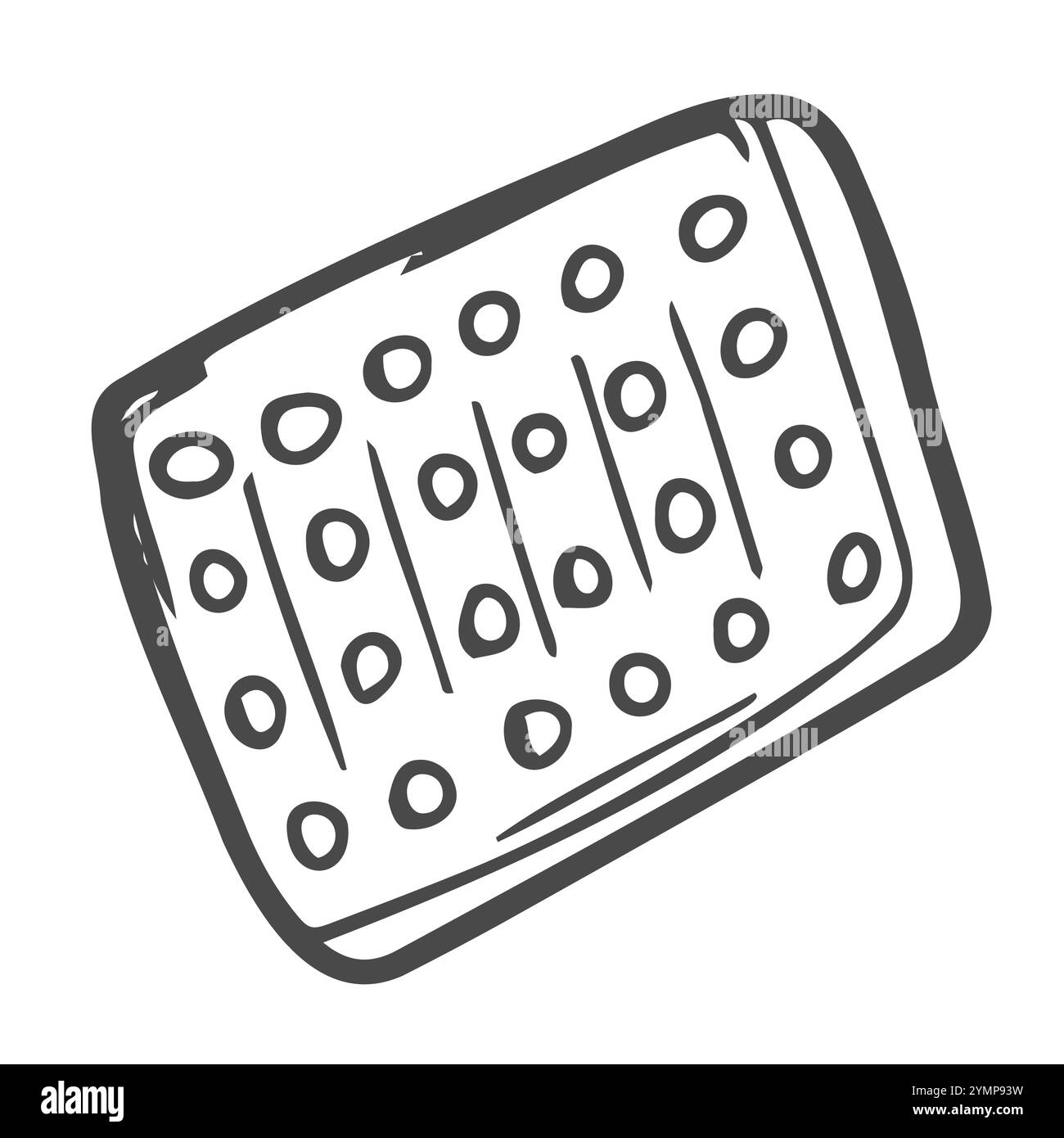 Sketch illustration of pills blister. Drugstore product. Black outline ...