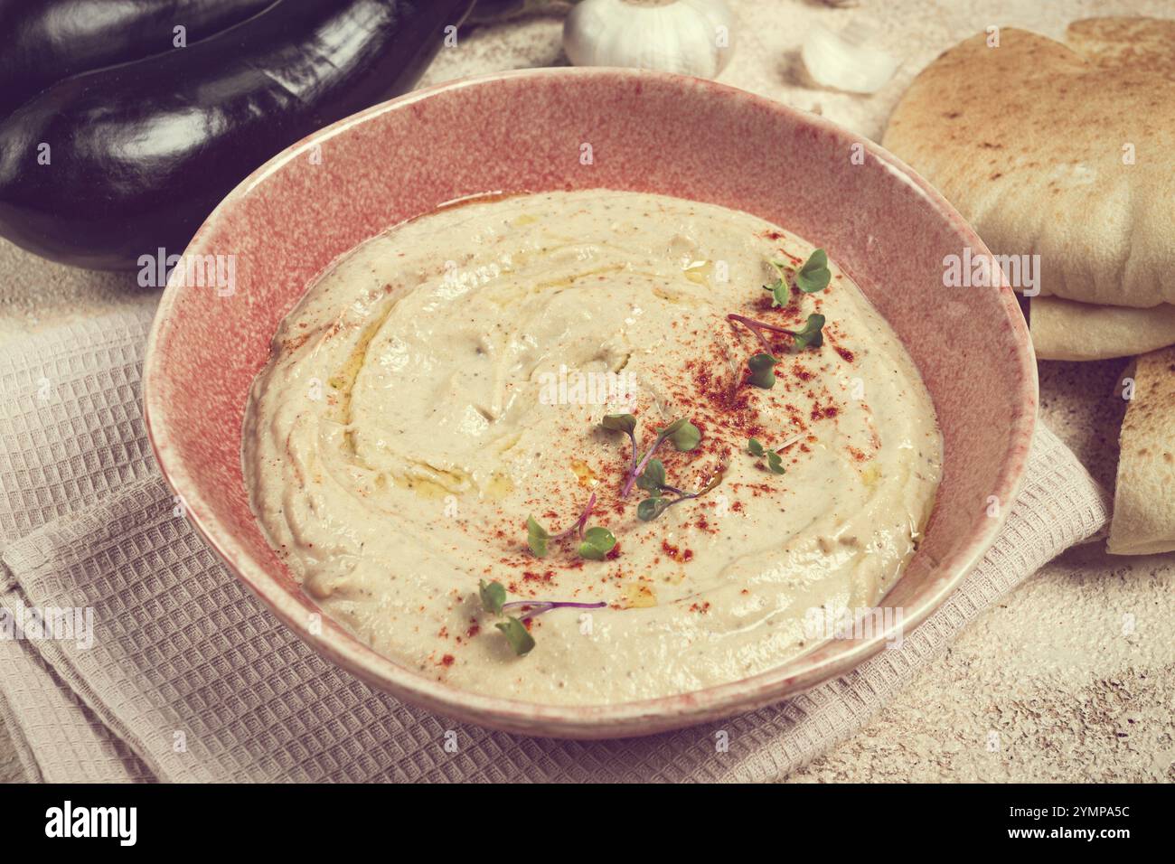 Hummus, chickpeas appetizer, traditional Lebanese cuisine, homemade, no ...