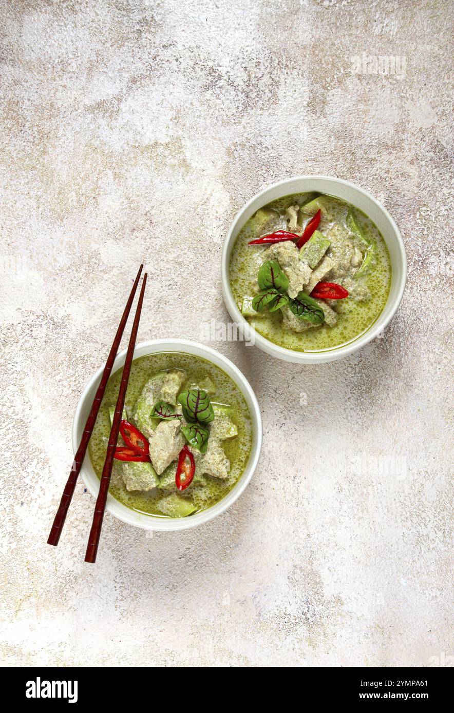Green curry with chicken, traditional Thai cuisine, Asian food ...
