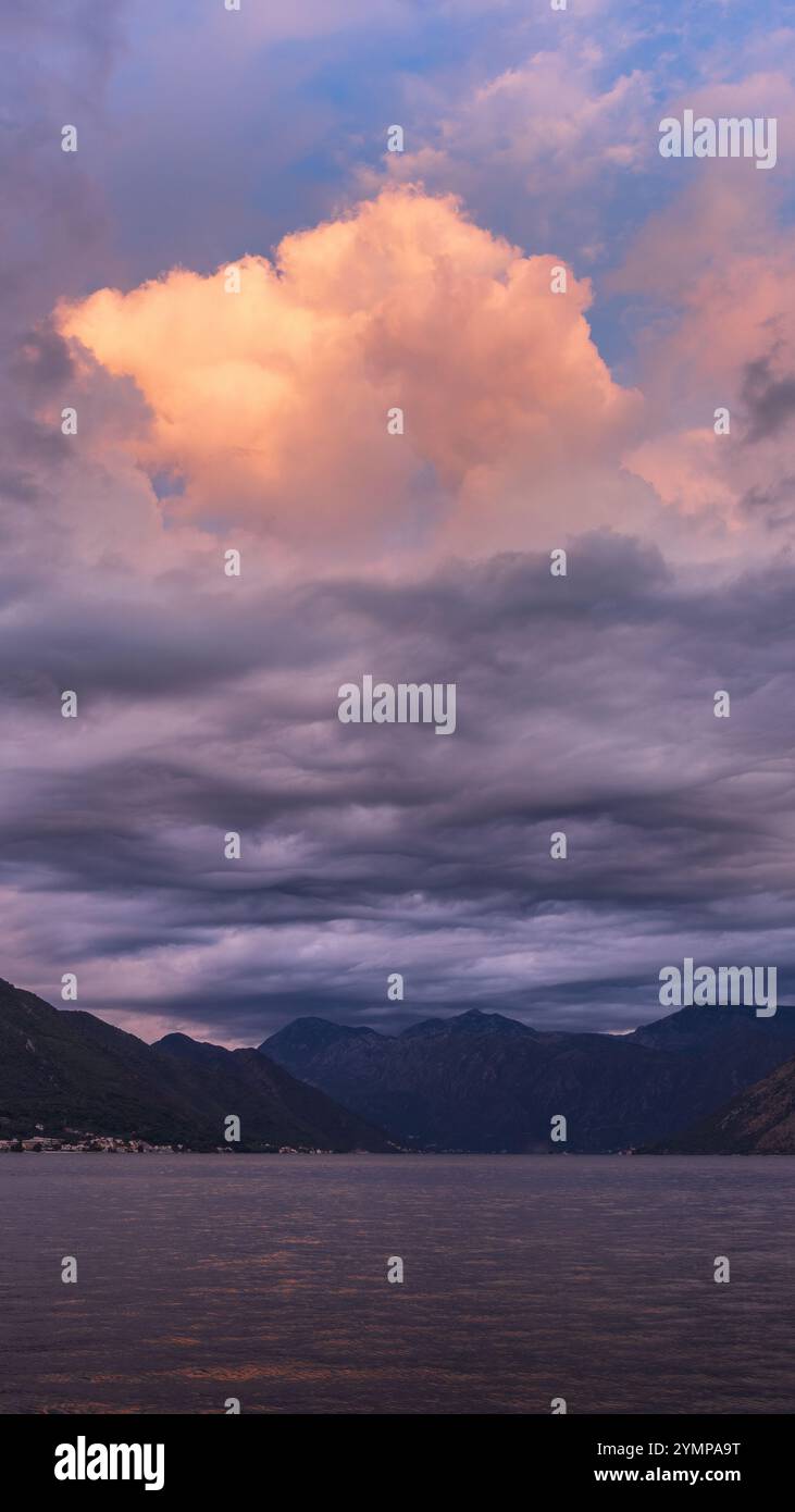 Clouds over the Bay of Kotor at dawn, with changing cloud shapes and ...
