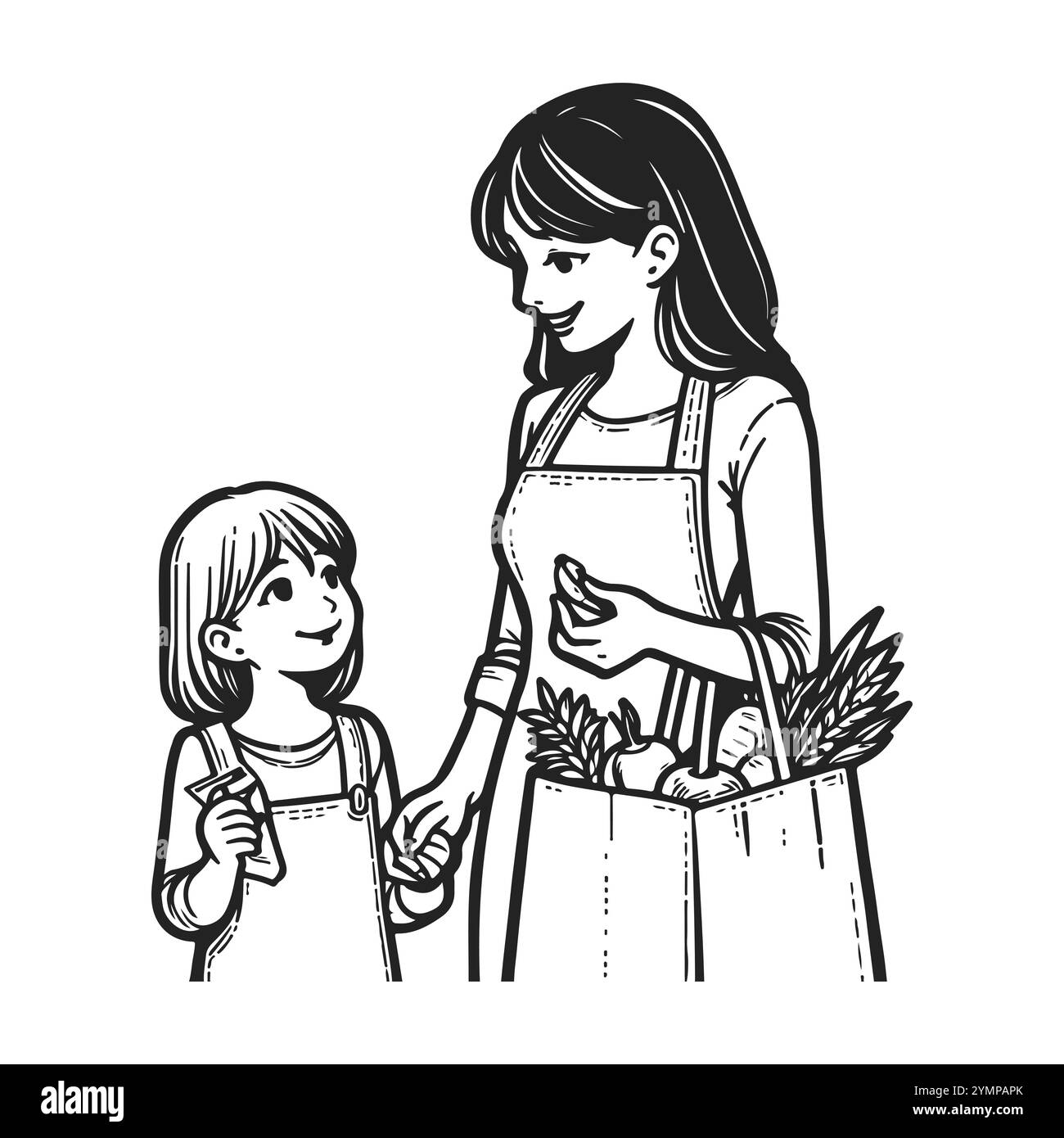 Mother daughter white background Stock Vector Images - Alamy