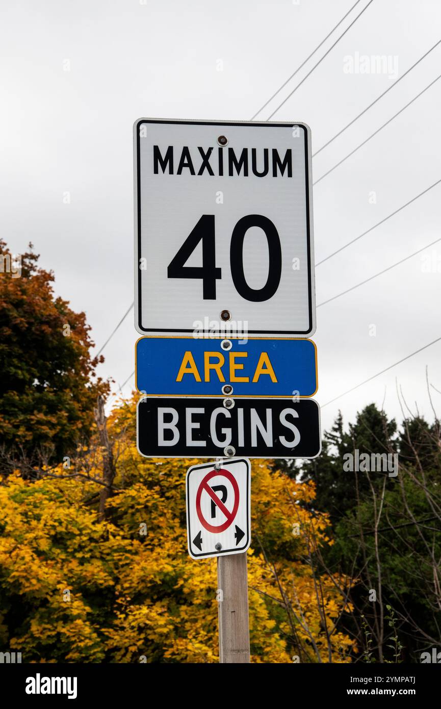 Speed limit traffic and no parking signs on Homestead Drive in Mount ...