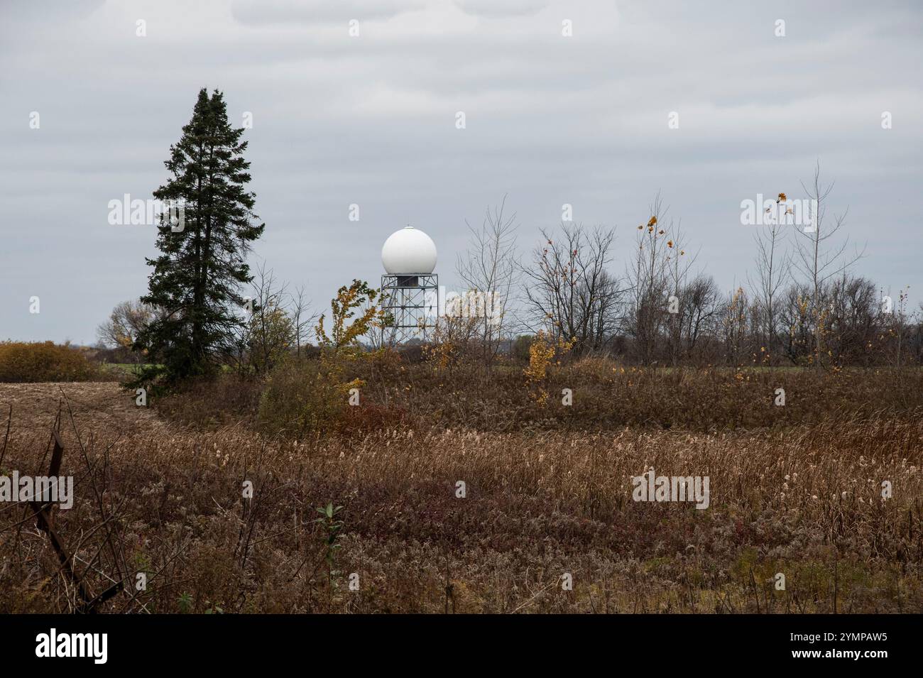 Radar dome from the village of Mount Hope, Hamilton, Ontario, Canada ...