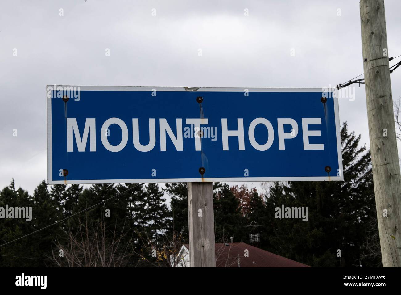 Mount Hope sign on Homestead Drive in Hamilton, Ontario, Canada Stock ...