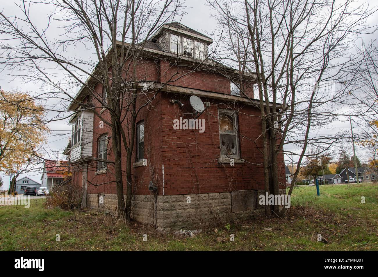 Abandoned dilapidated red brick house on Airport Road in Mount Hope ...