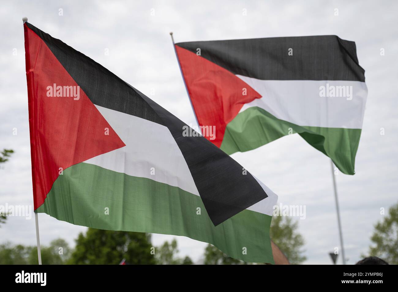 Two people palestinian flags hi-res stock photography and images - Alamy