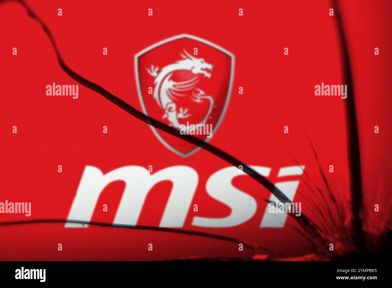 Msi logo is visible on the broken glass. MSI is a Taiwanese ...