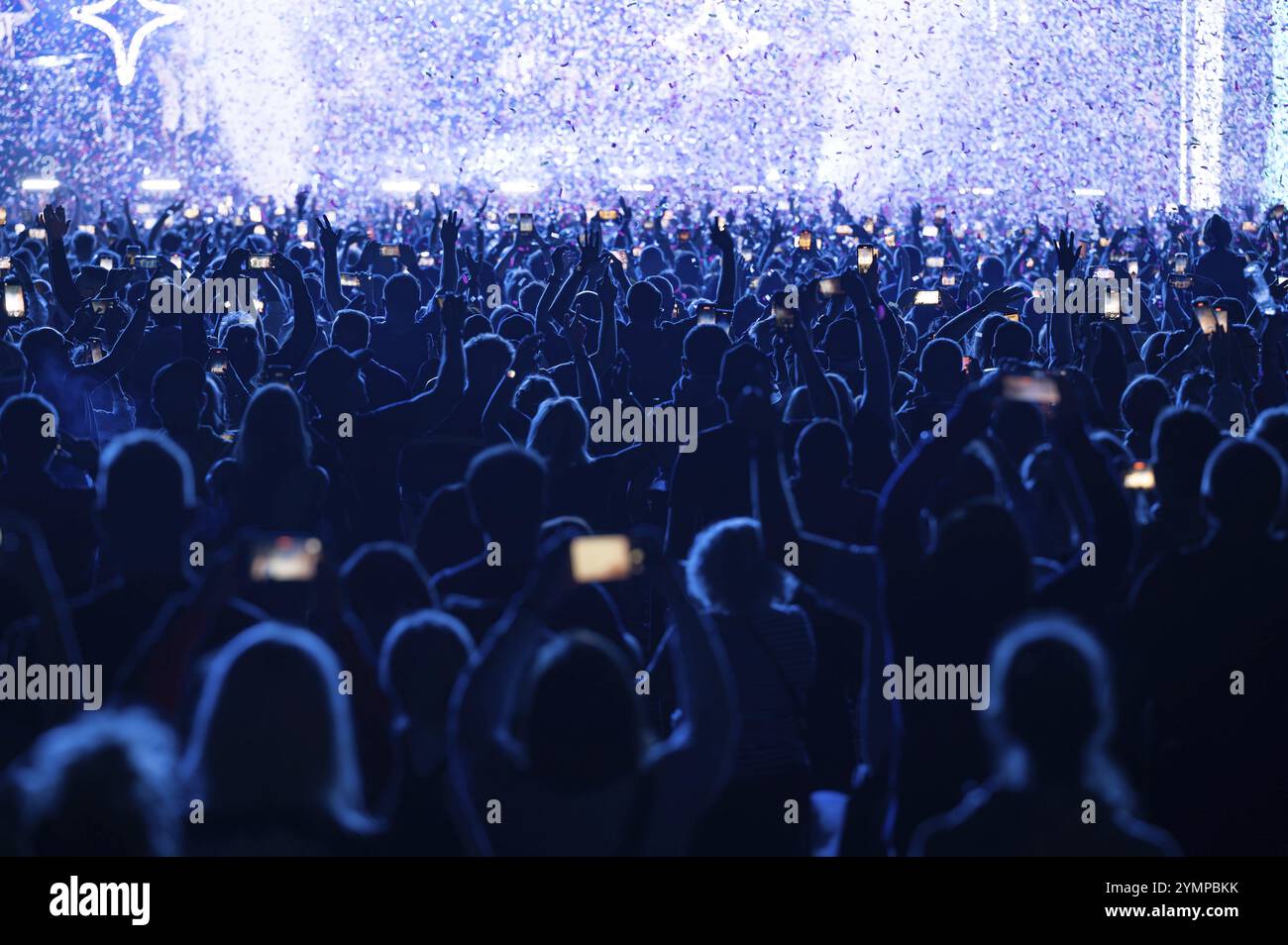 Crowd of people in front of the stage during the concert Stock Photo ...