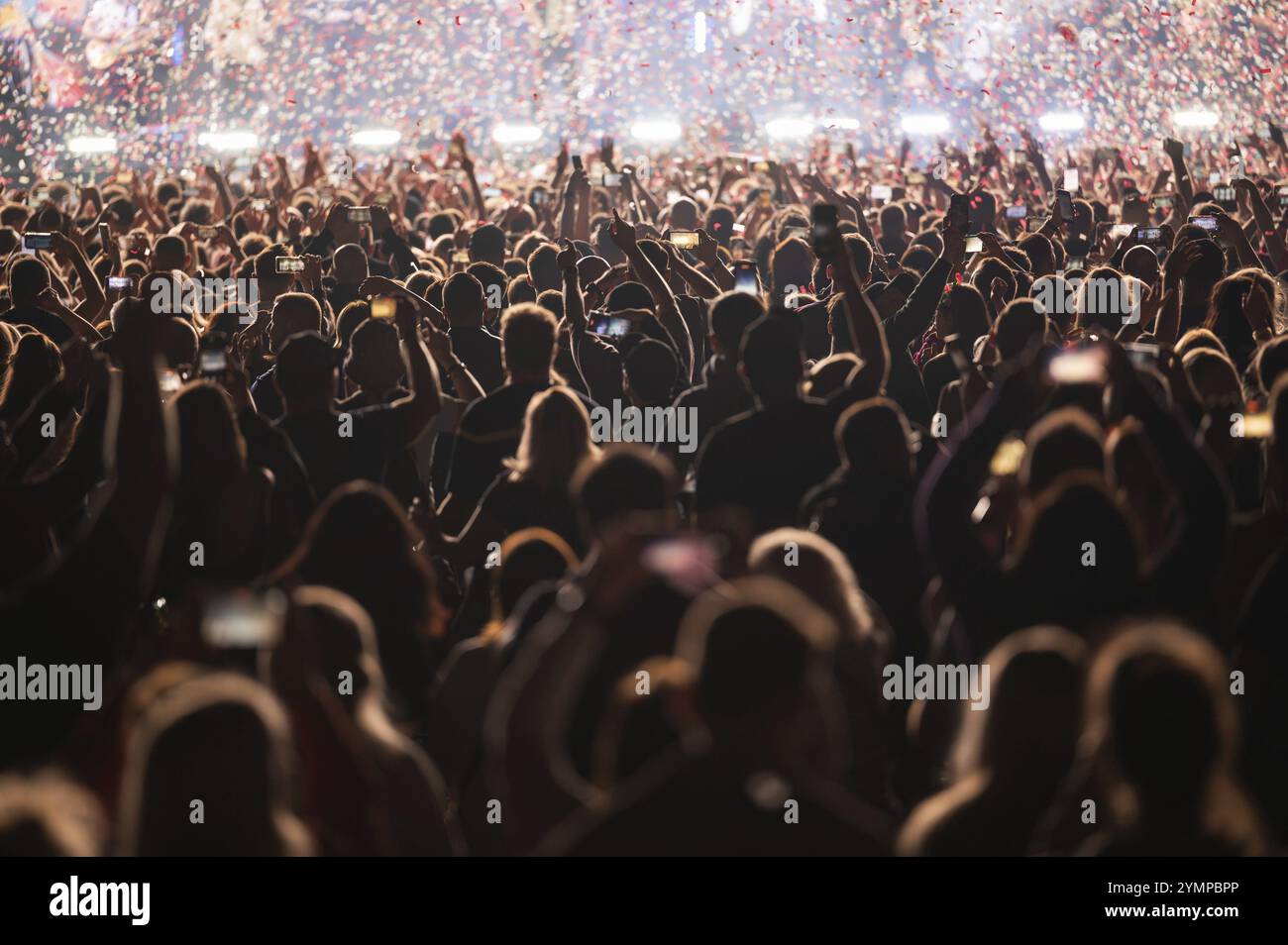 Crowd of people in front of the stage during the concert Stock Photo ...