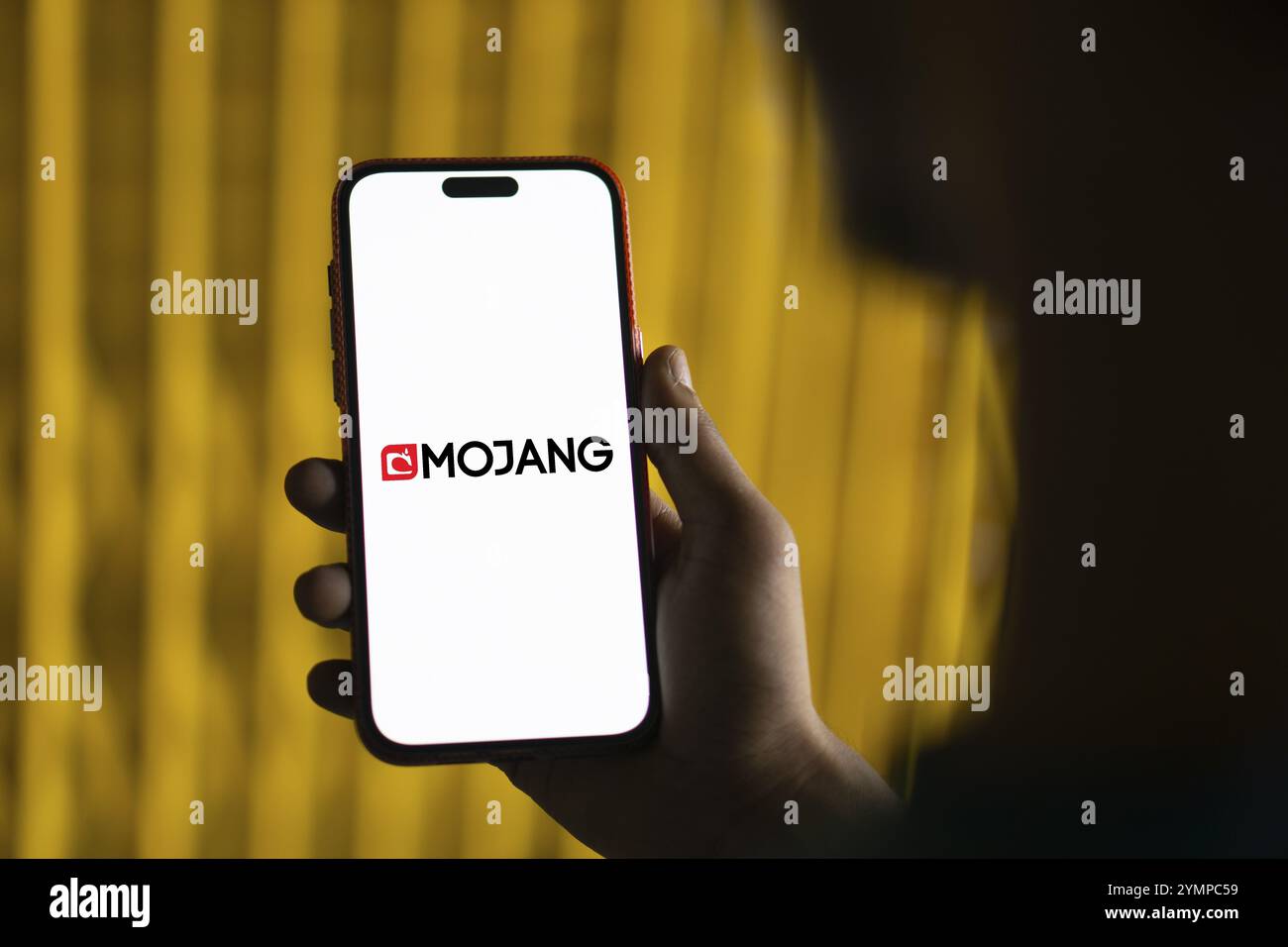Mojang logo is displayed on smartphone. Mojang Studios is a Swedish ...