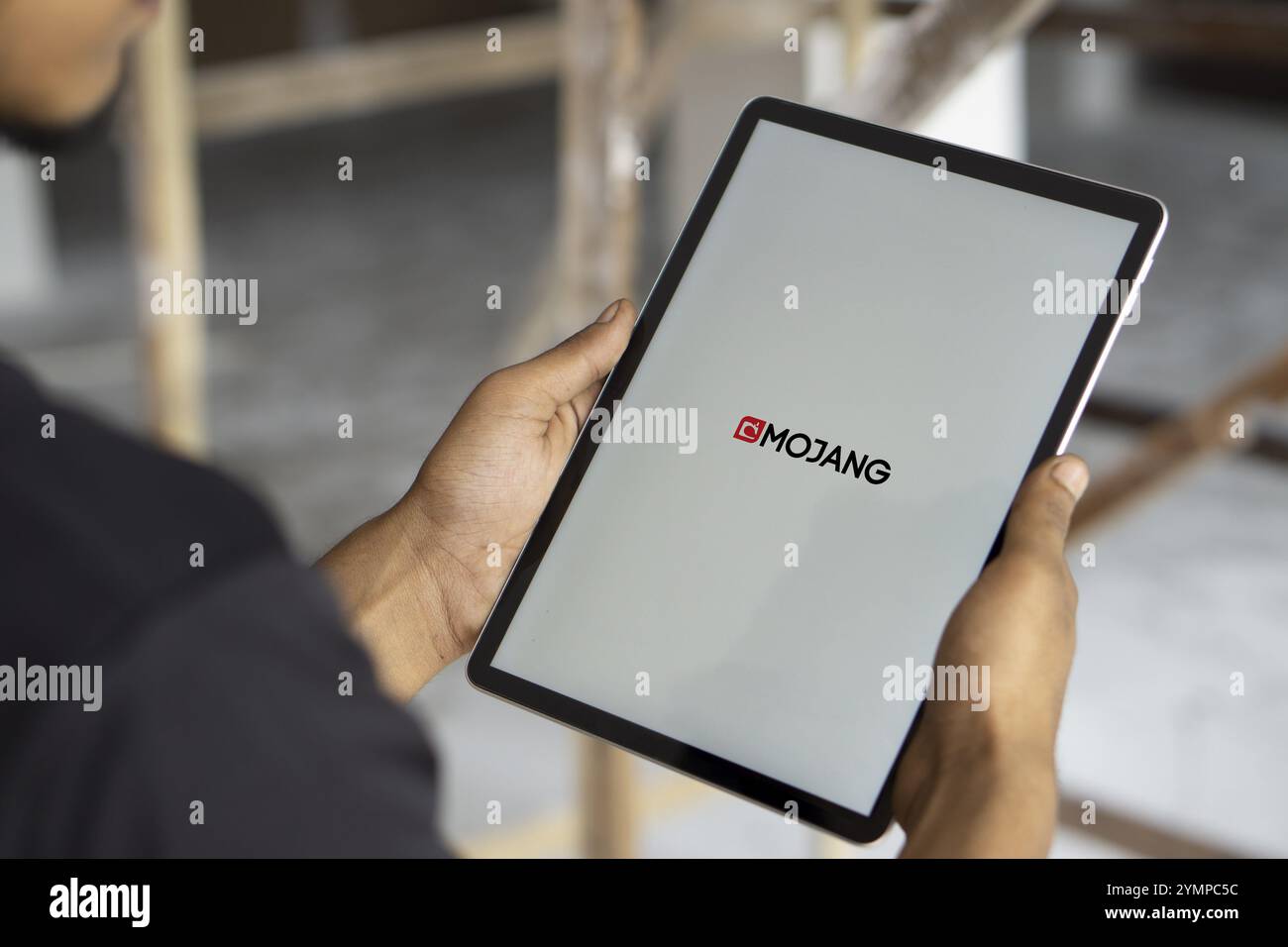 Mojang logo is displayed on iPad. Mojang Studios is a Swedish video ...