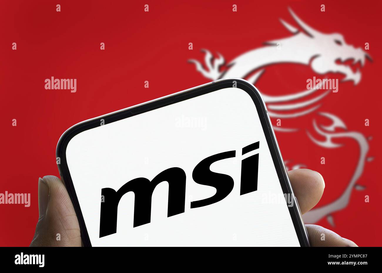 Msi logo is displayed on smartphone. MSI is a Taiwanese multinational ...