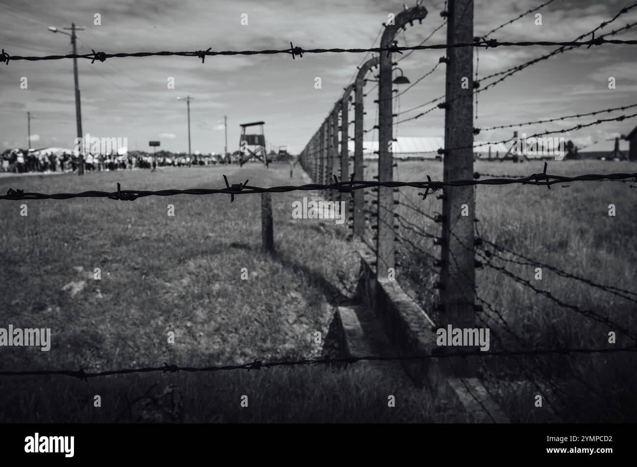 Barbed wire fence in a German concentration camp from World War II ...