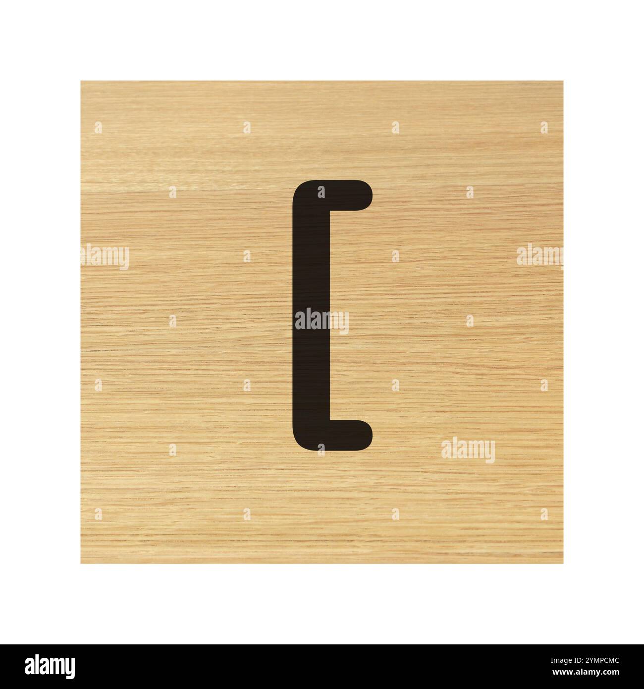 Open square bracket closed interval array sign on wood block Stock ...