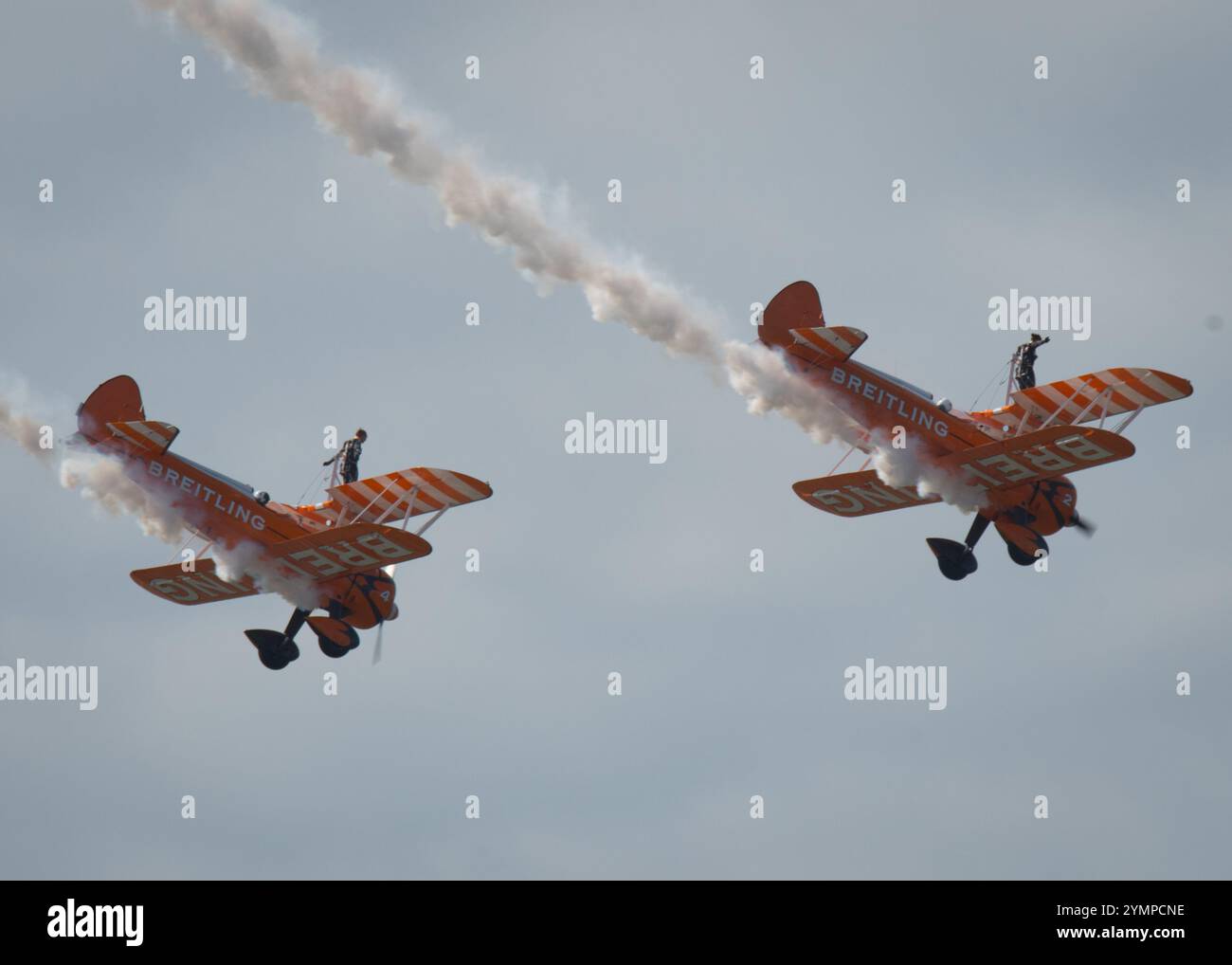 Breitling Wing Walkers performing in Blackpool Stock Photo - Alamy