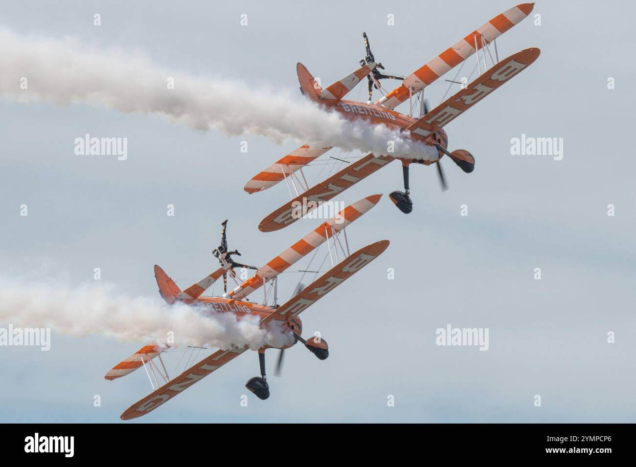 Breitling Wing Walkers performing in Blackpool Stock Photo - Alamy