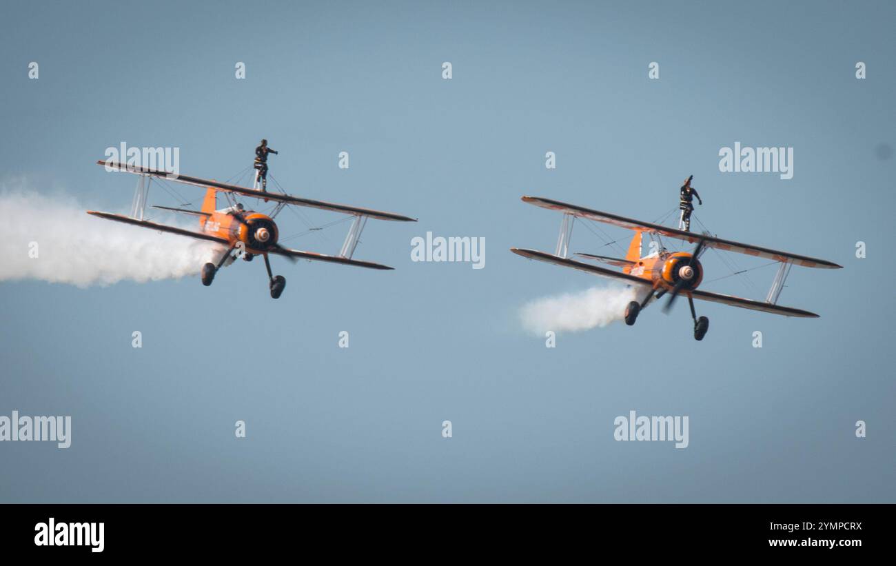 Breitling Wing Walkers performing in Blackpool Stock Photo - Alamy