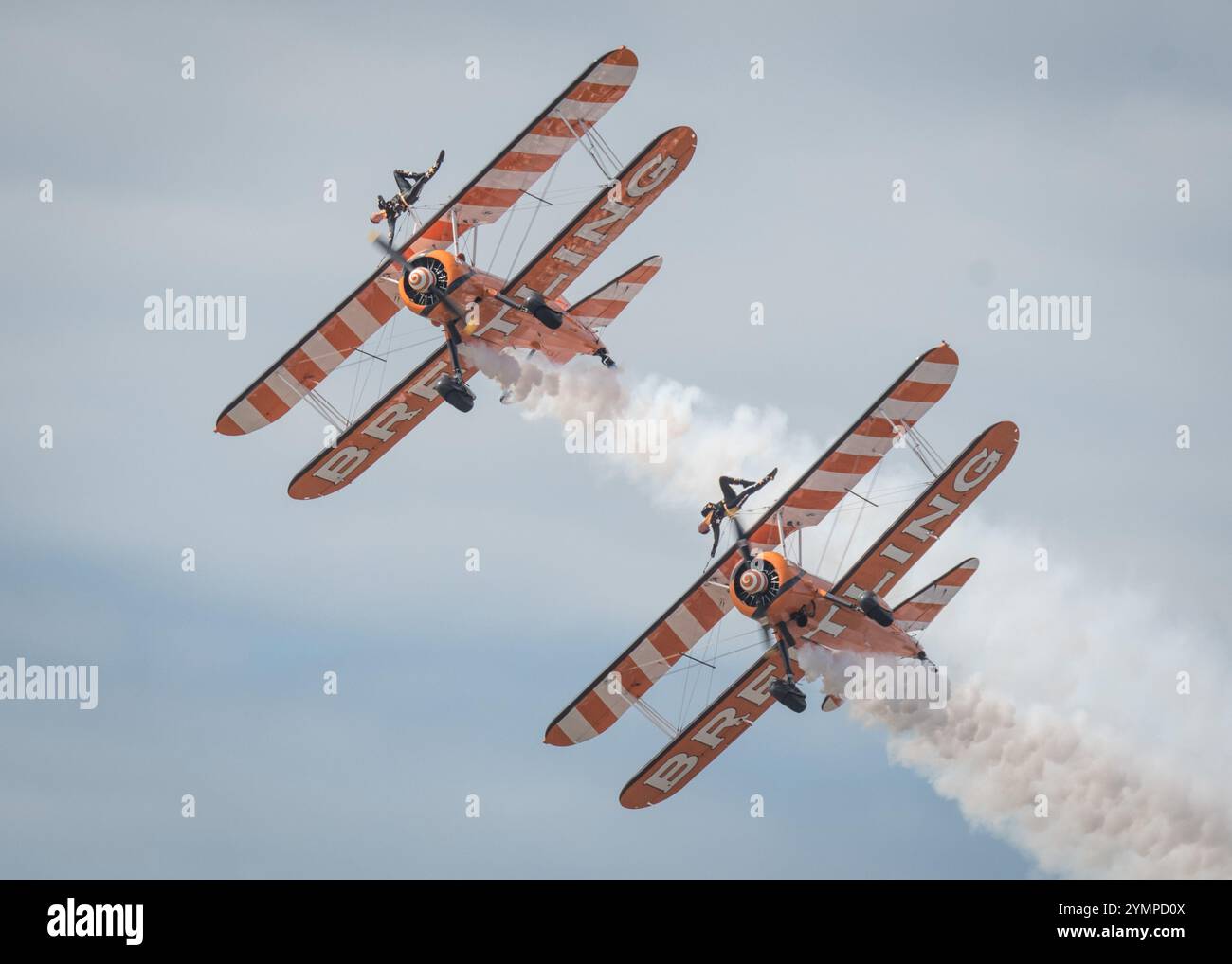 Breitling Wing Walkers performing in Blackpool Stock Photo - Alamy