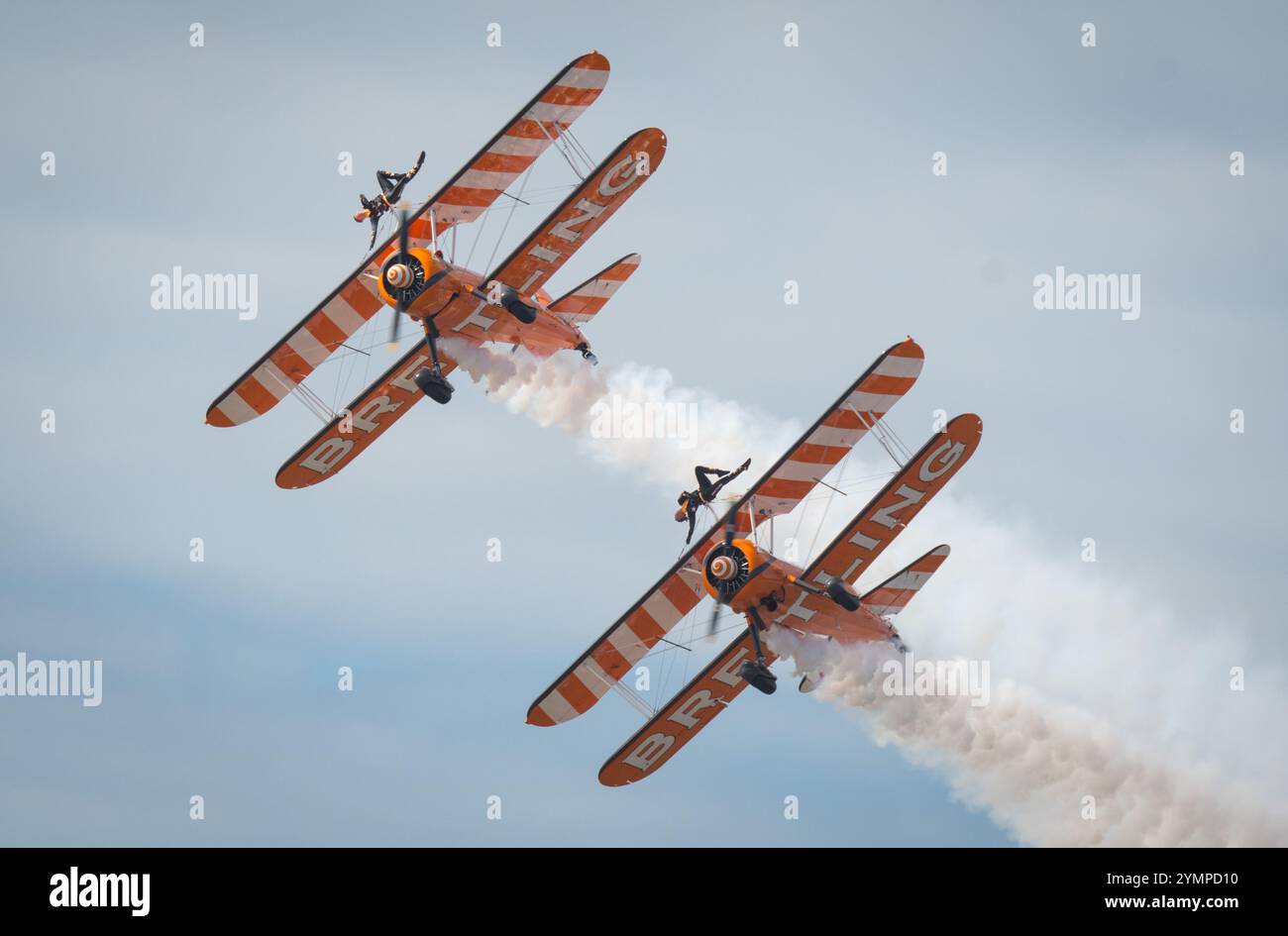 Breitling Wing Walkers performing in Blackpool Stock Photo - Alamy