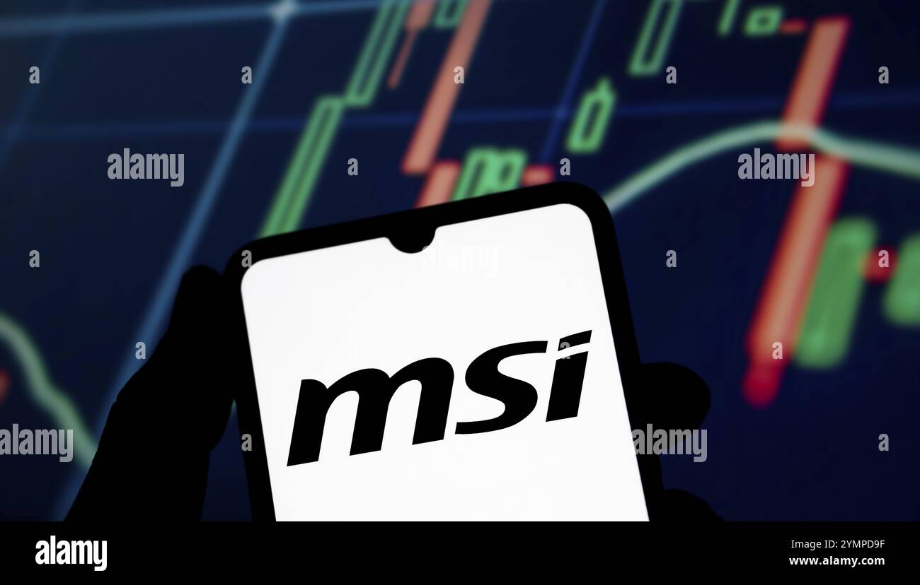 Msi logo is displayed on smartphone. MSI is a Taiwanese multinational ...