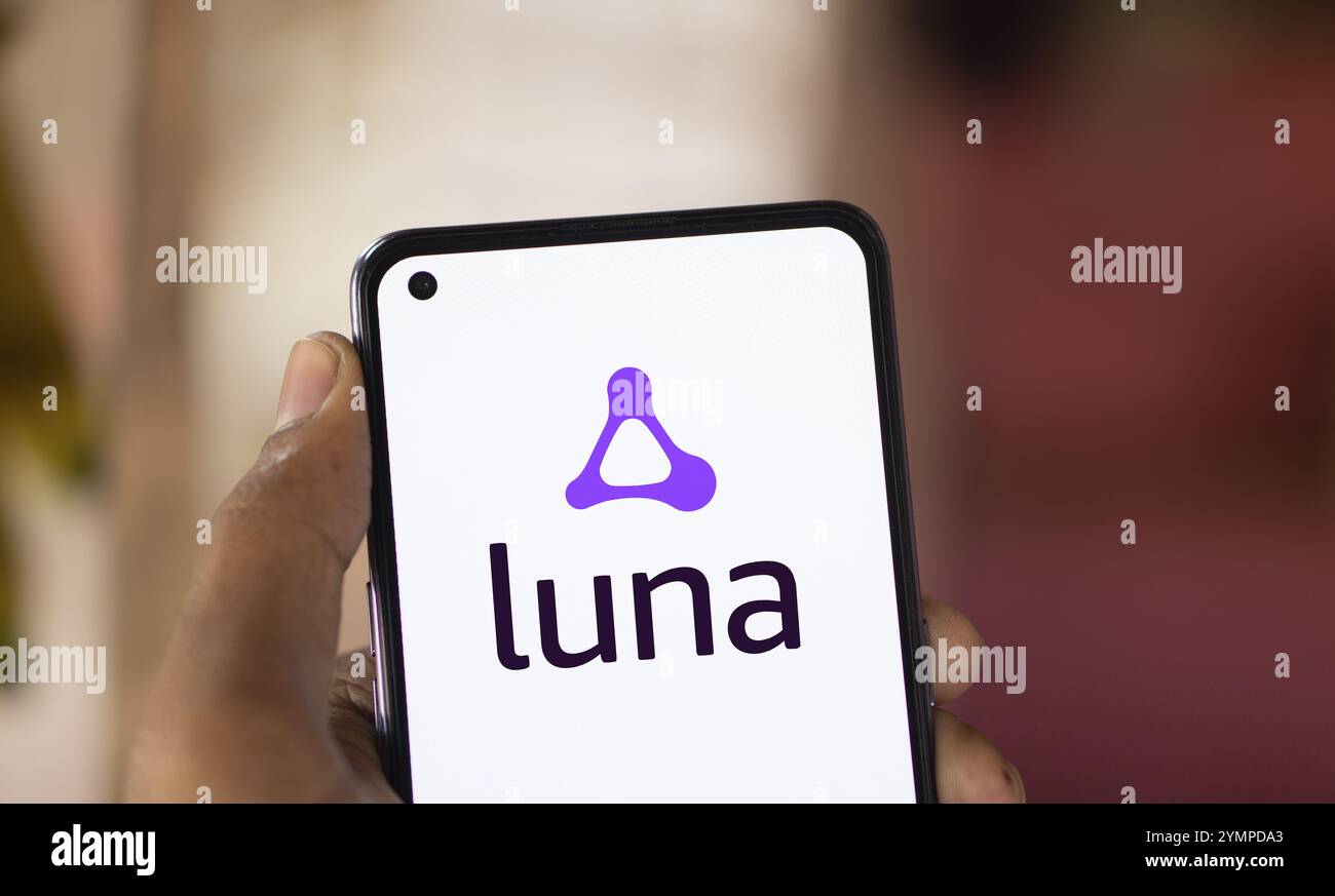 Amazon luna logo is displayed on smartphone. Amazon Luna is a cloud ...