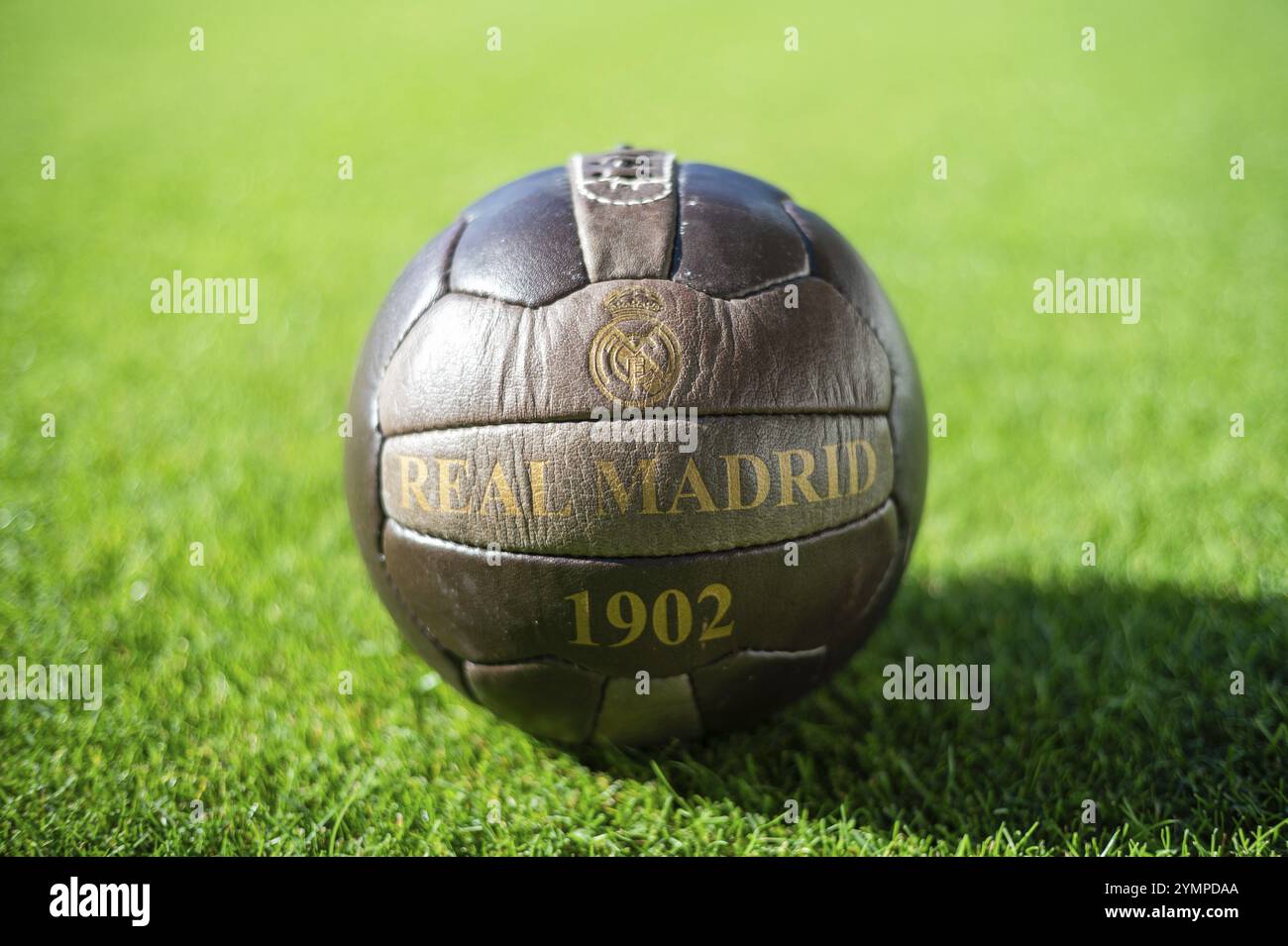 LUBIN, POLAND - SEPTEMBER 14, 2024: Old soccer ball with writing Real ...