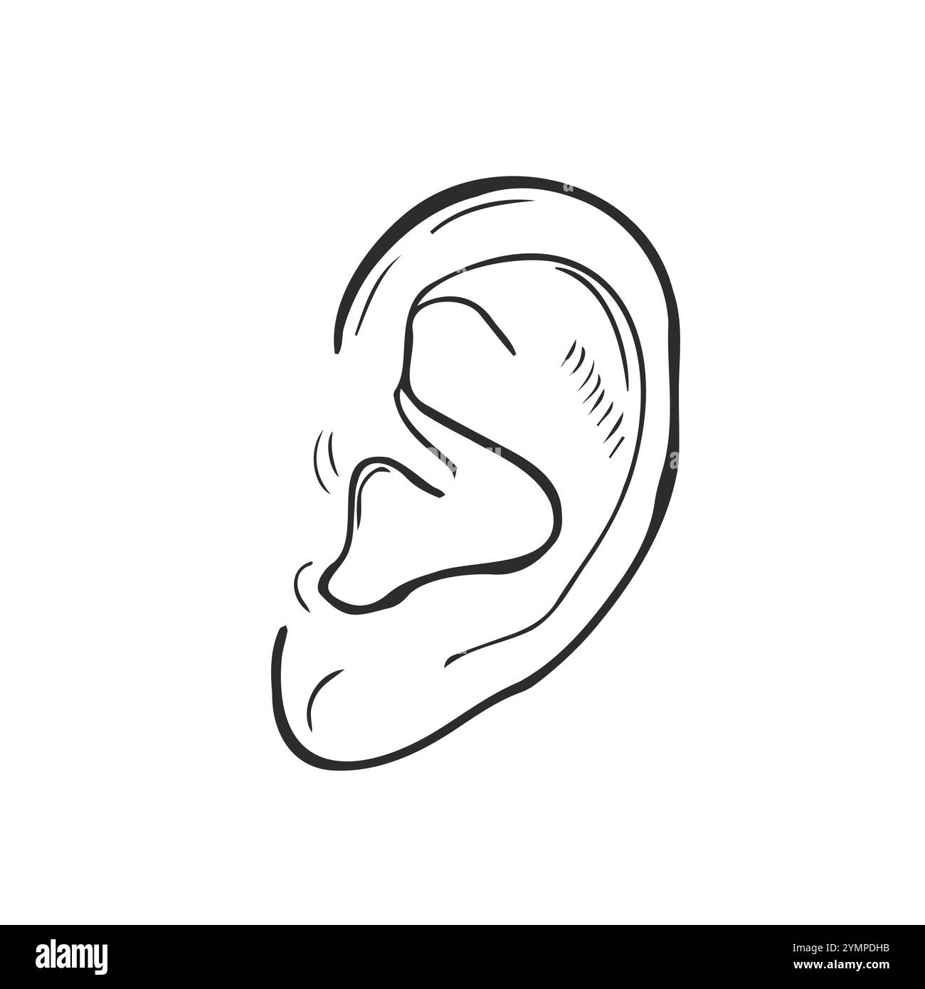 Human ear hand drawn outline doodle icon. Human ear as a concept of ...