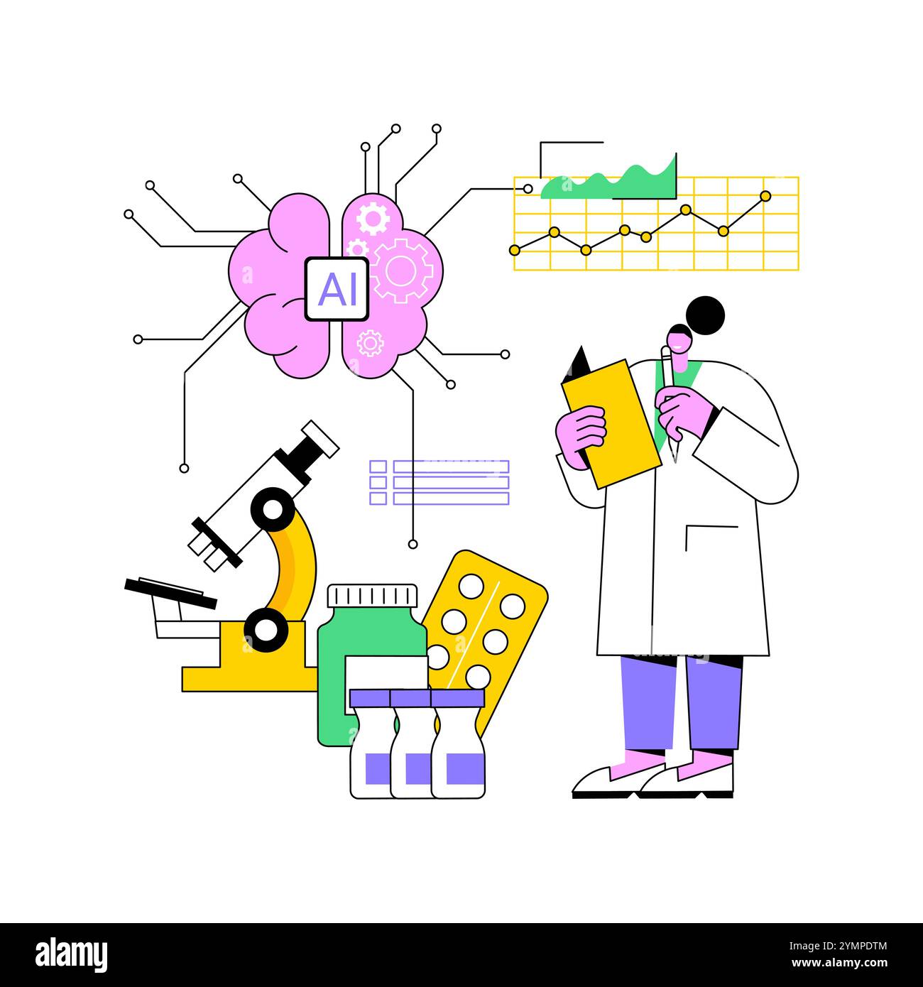 AI-Enhanced Drug Discovery abstract concept vector illustration Stock ...