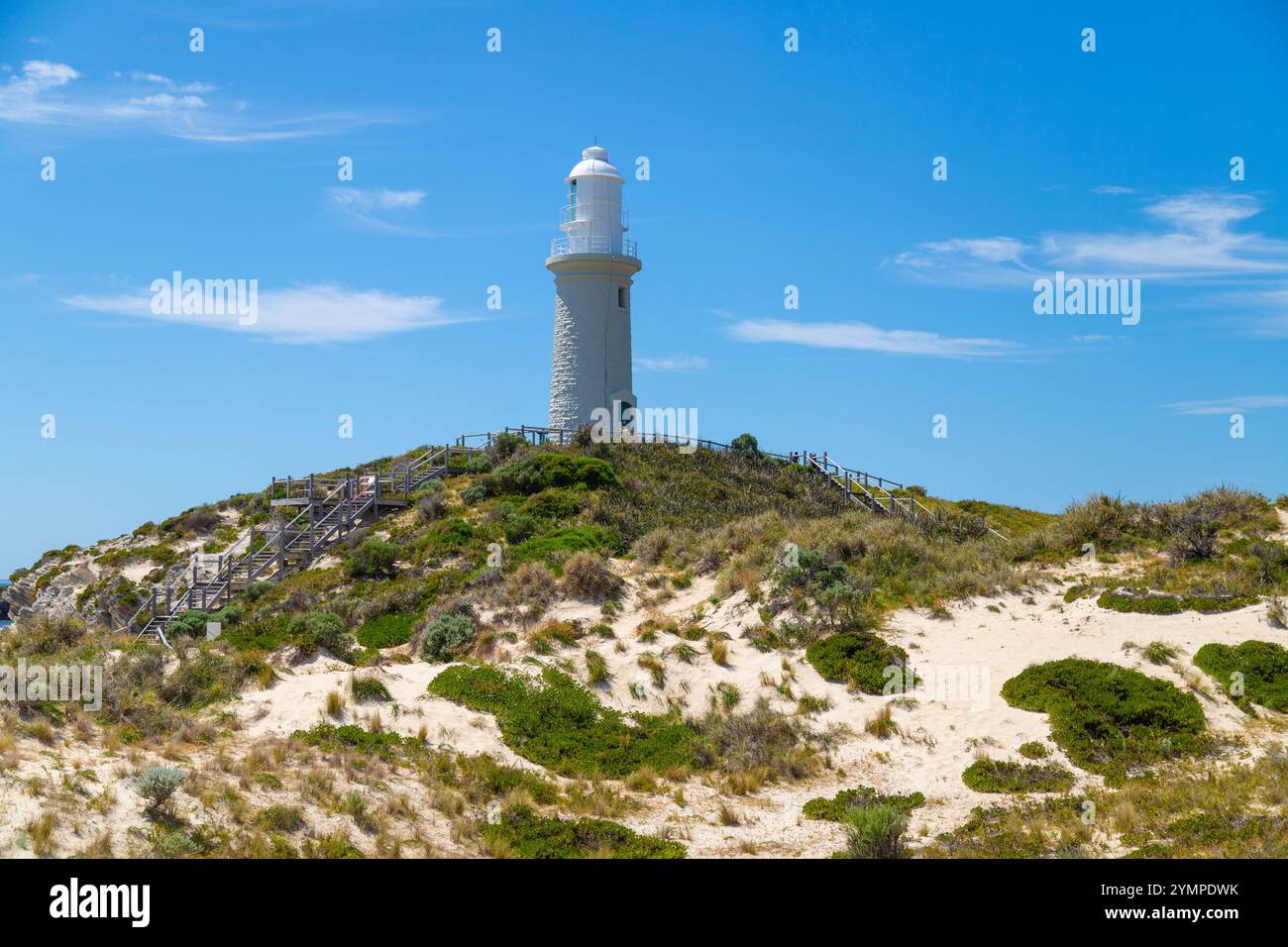 The Bathurst Lighthouse located on the coast of Rottnest Island ...