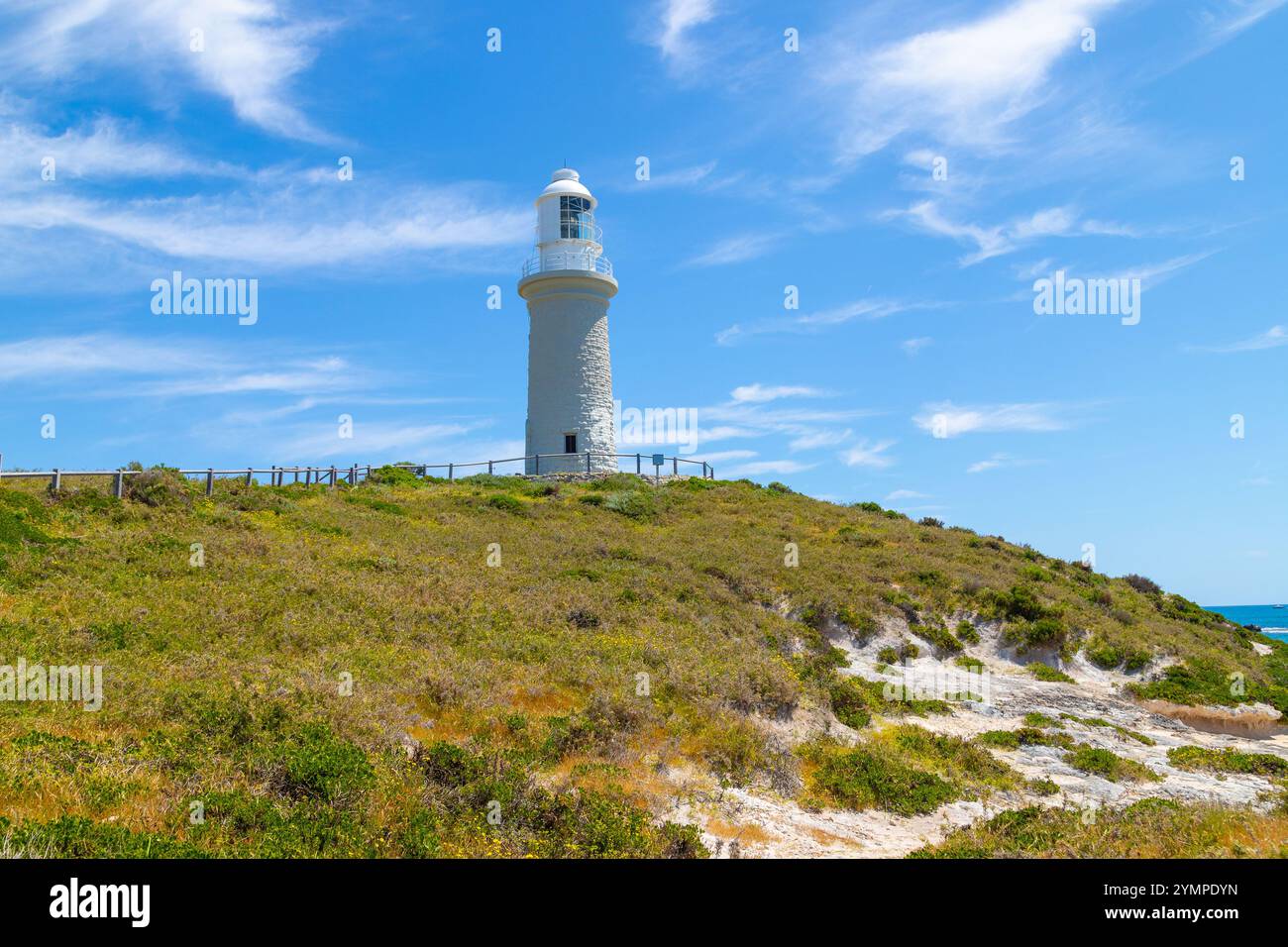 The Bathurst Lighthouse located on the coast of Rottnest Island ...