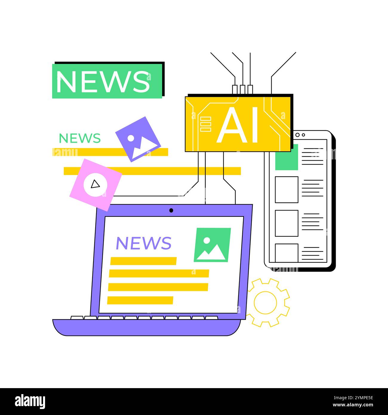 AI-Enhanced Media Monitoring abstract concept vector illustration Stock ...