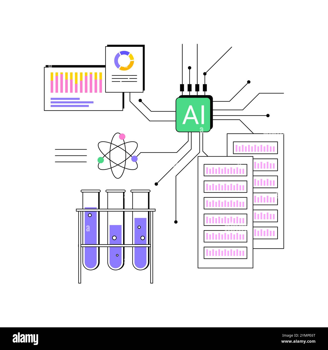 AI-Enabled Cross-Disciplinary Collaboration abstract concept vector ...