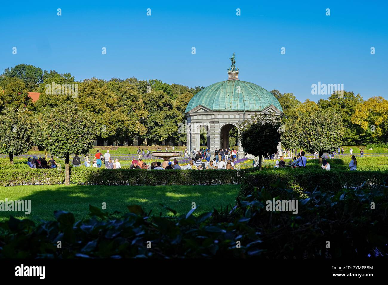 Beautiful aerial view of the Diana Temple (Dianatempel) in the Munich ...