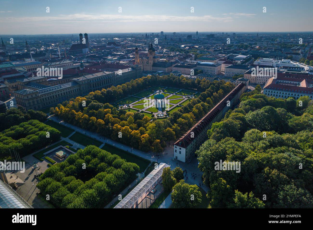Beautiful aerial view of the Diana Temple (Dianatempel) in the Munich ...