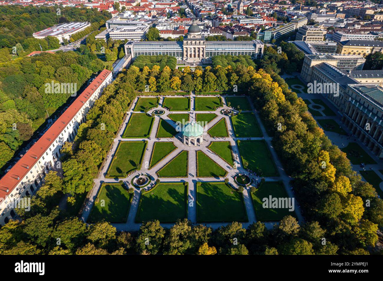 Beautiful aerial view of the Diana Temple (Dianatempel) in the Munich ...