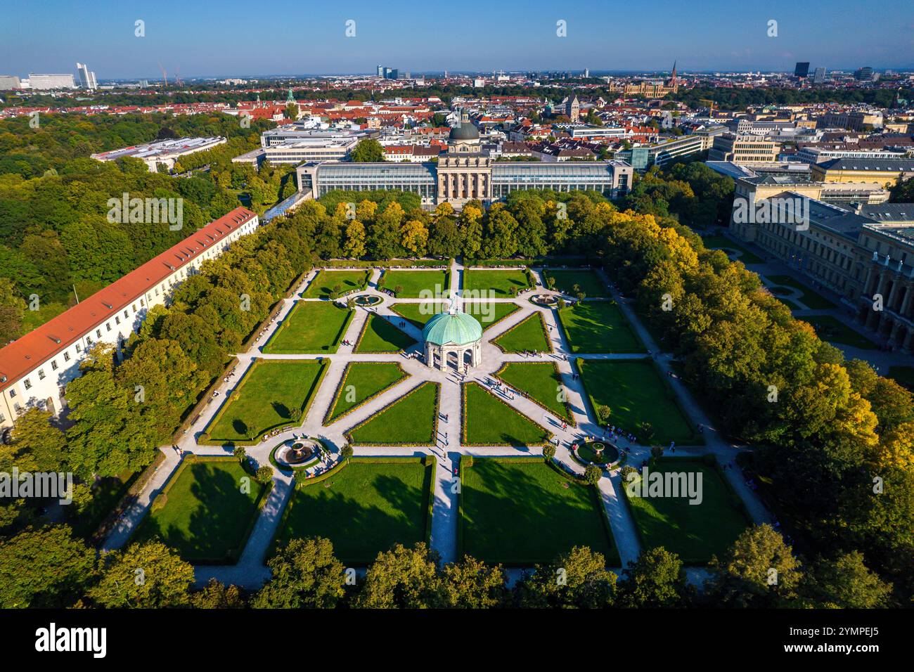 Beautiful aerial view of the Diana Temple (Dianatempel) in the Munich ...