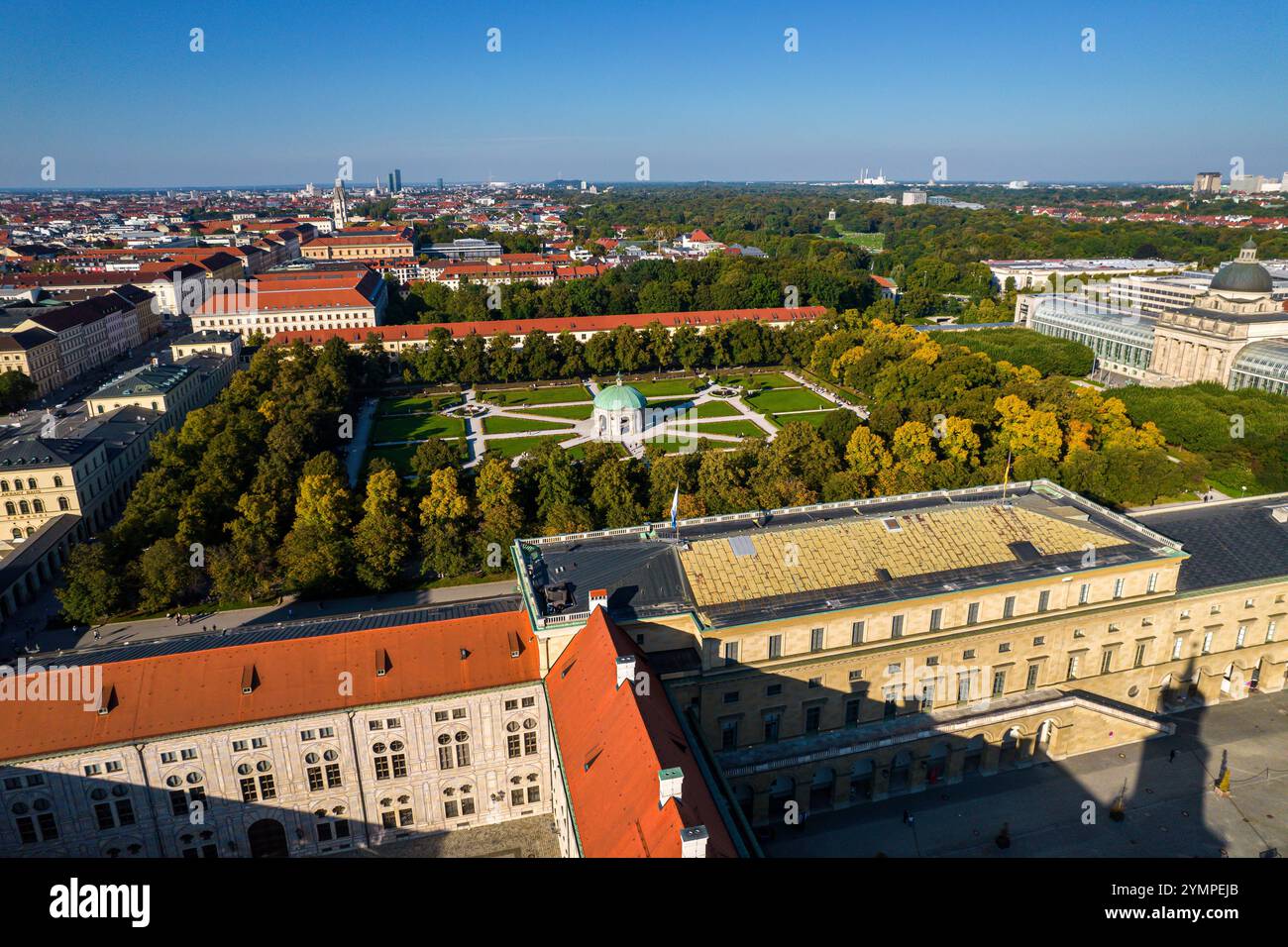 Beautiful aerial view of the Diana Temple (Dianatempel) in the Munich ...