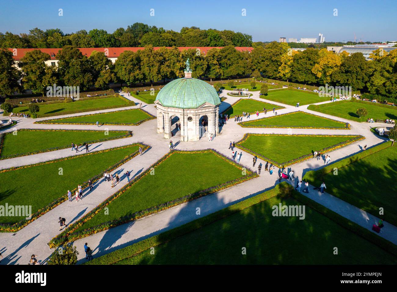 Beautiful aerial view of the Diana Temple (Dianatempel) in the Munich ...