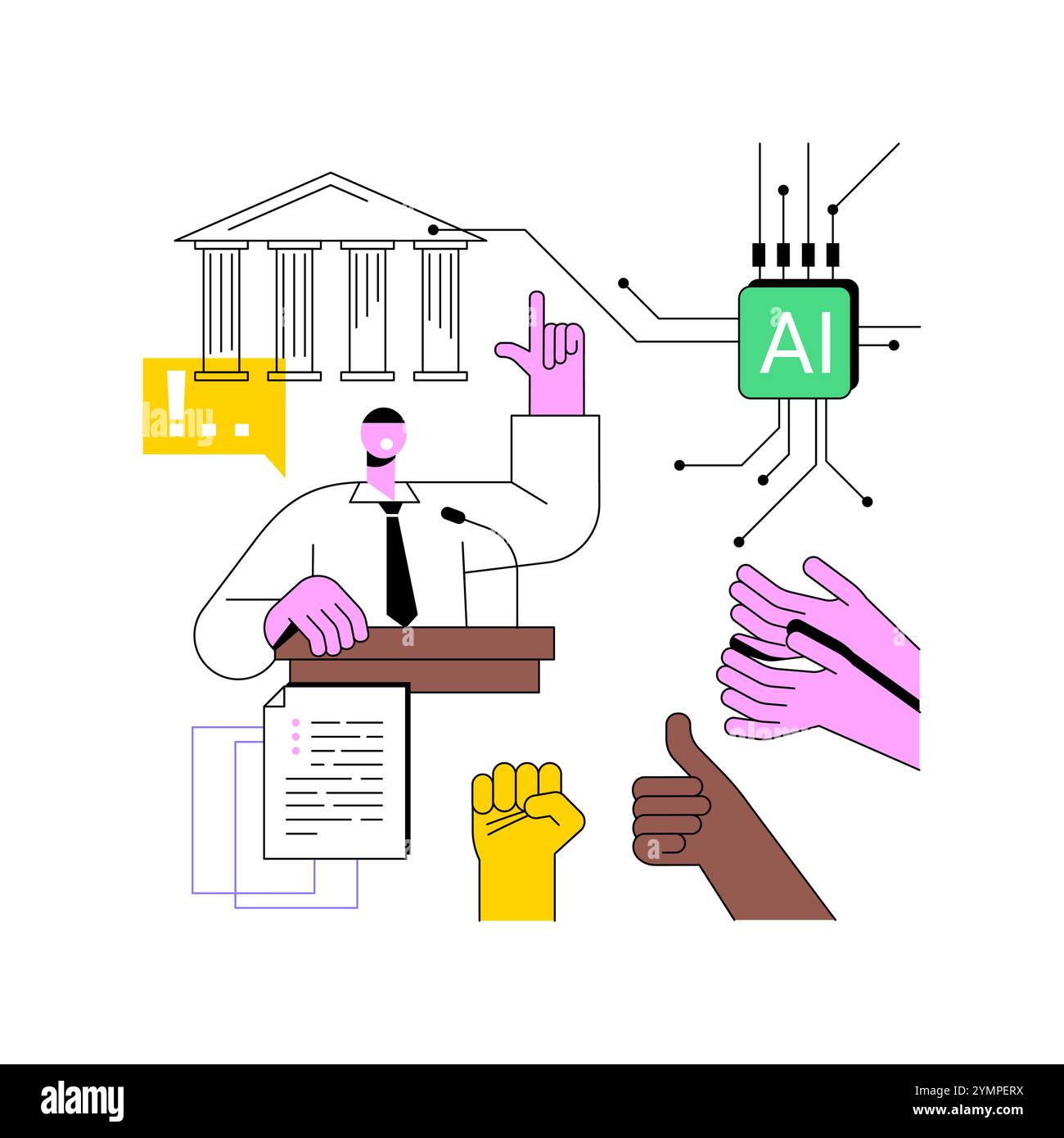 AI-Enhanced Political PR abstract concept vector illustration Stock ...