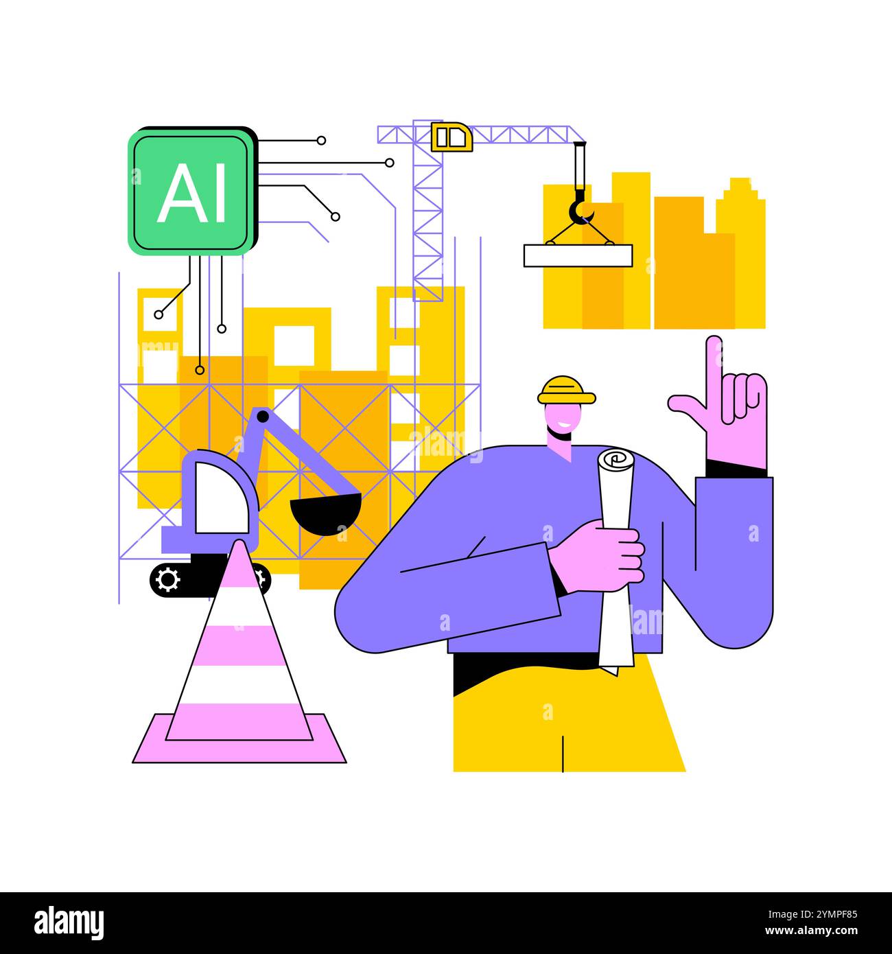 AI-Enhanced Structural Integrity abstract concept vector illustration ...