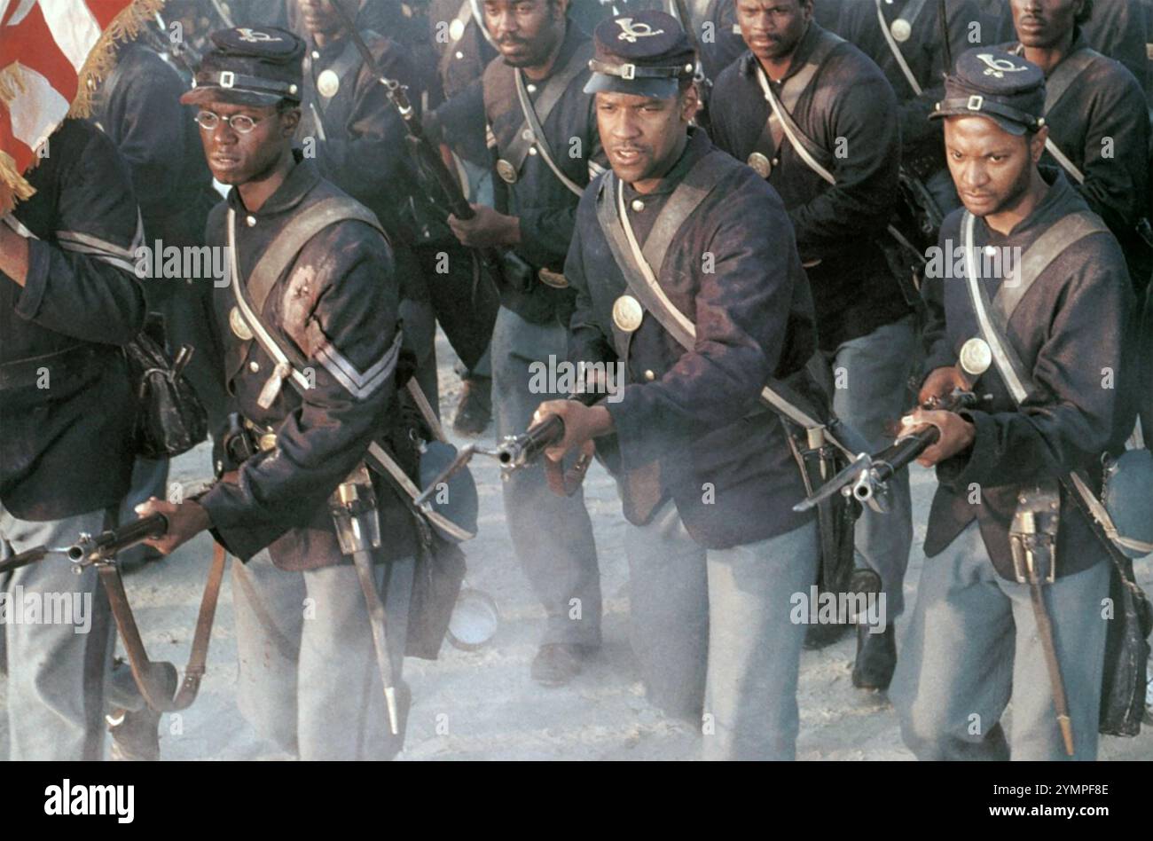 GLORY 1989 Tri-Star Pictures film with Denzel Washington (centre) as Private Silas Trip Stock ...