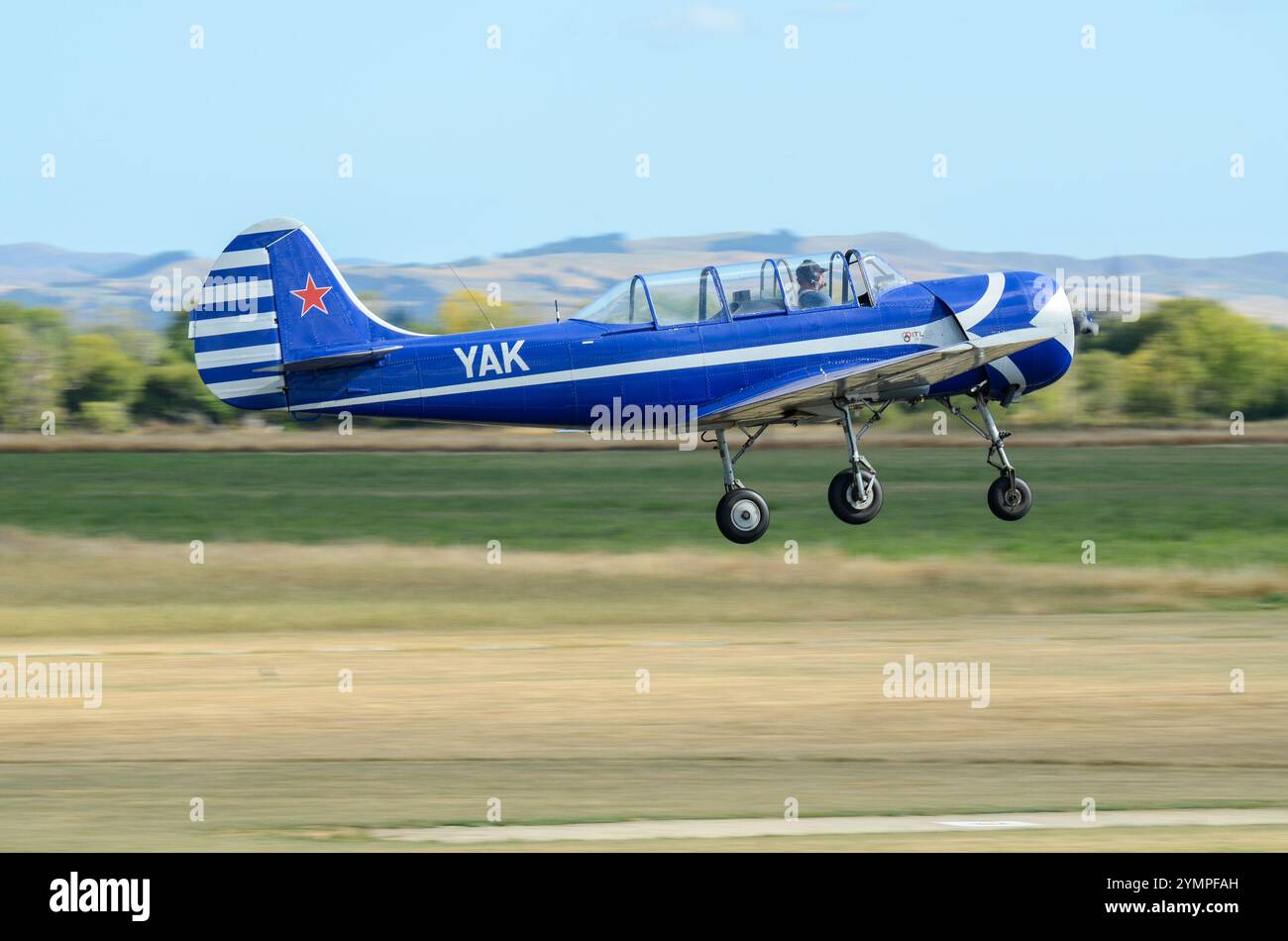 Yakovlev Yak-52 plane ZK-YAK taking off at Wings over Wairarapa airshow ...