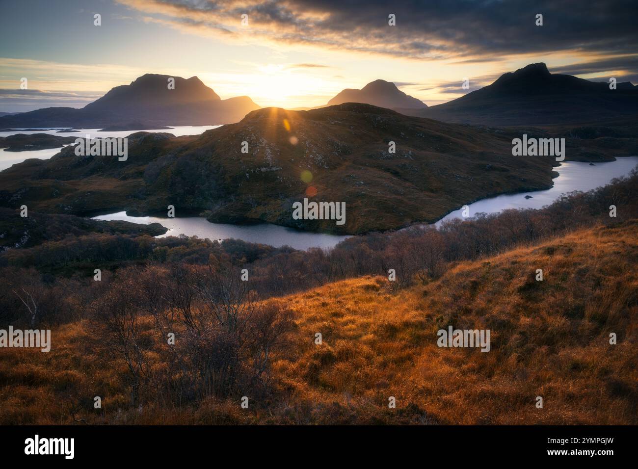 The mountains of Coigach and Assynt in far northwest Scotland Stock ...