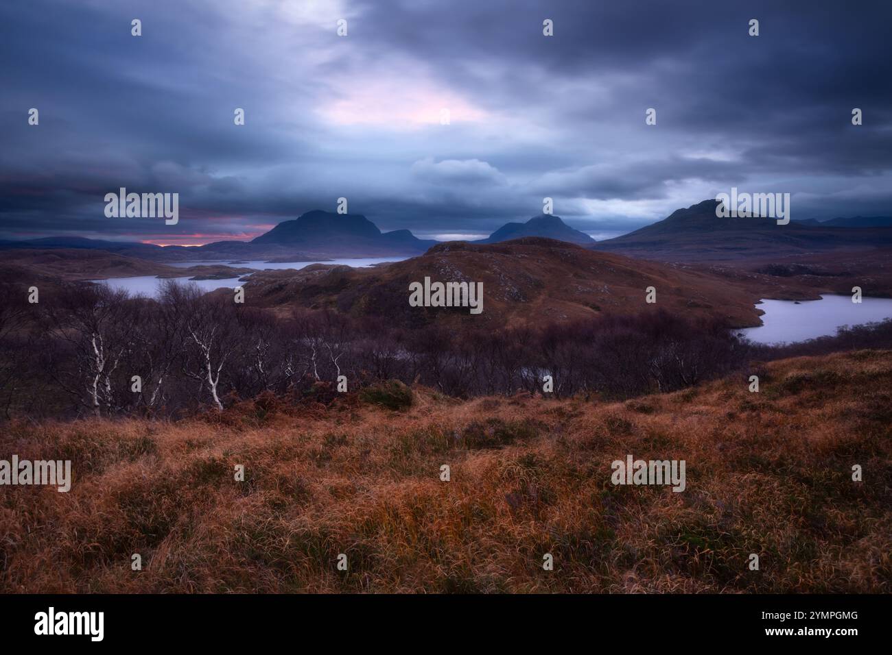 The mountains of Coigach and Assynt in far northwest Scotland Stock ...