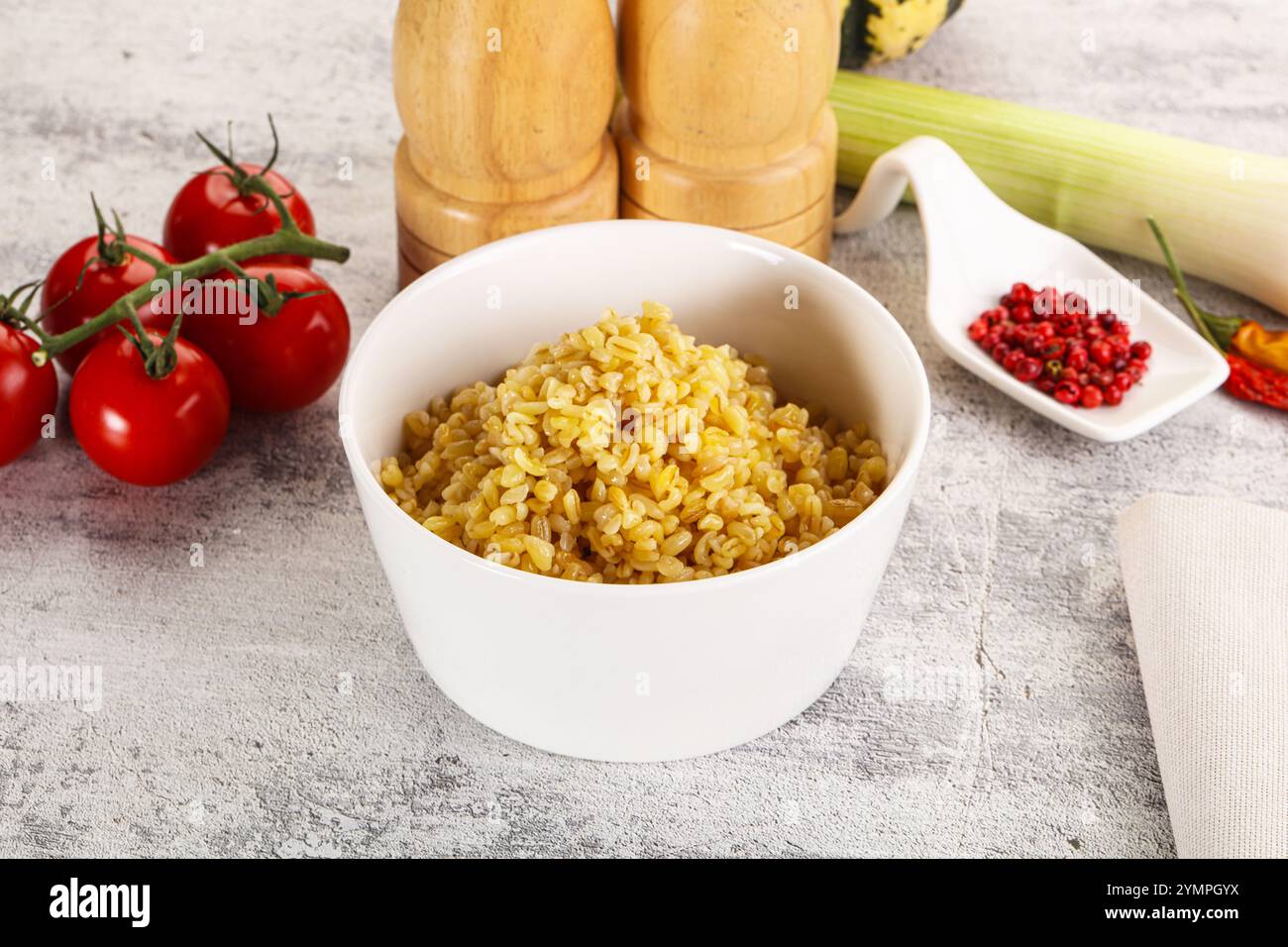 Boiled bulgur in plate hi-res stock photography and images - Alamy