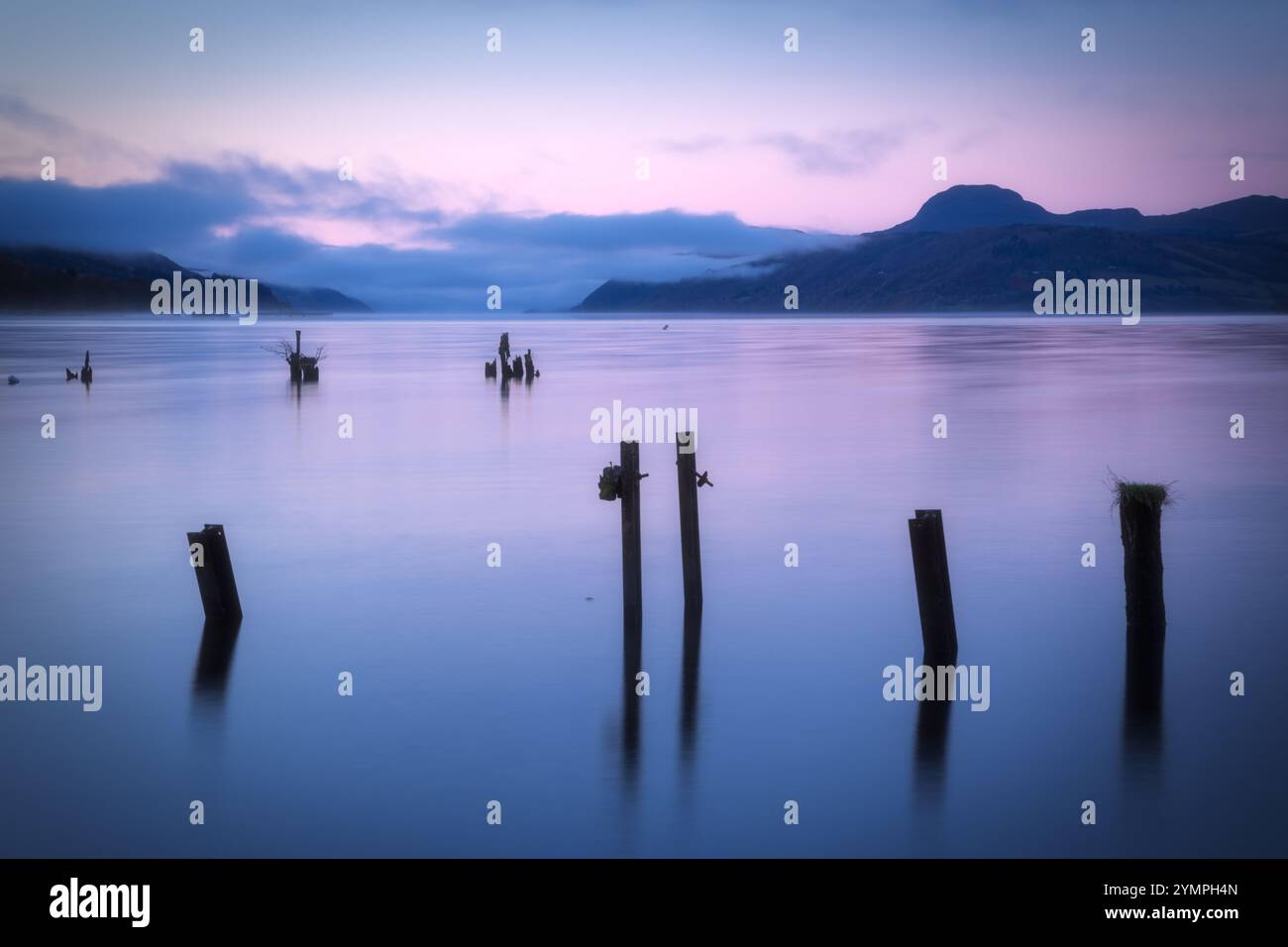 Last light on Loch Ness from Dores beach in the Scottish Highlands ...