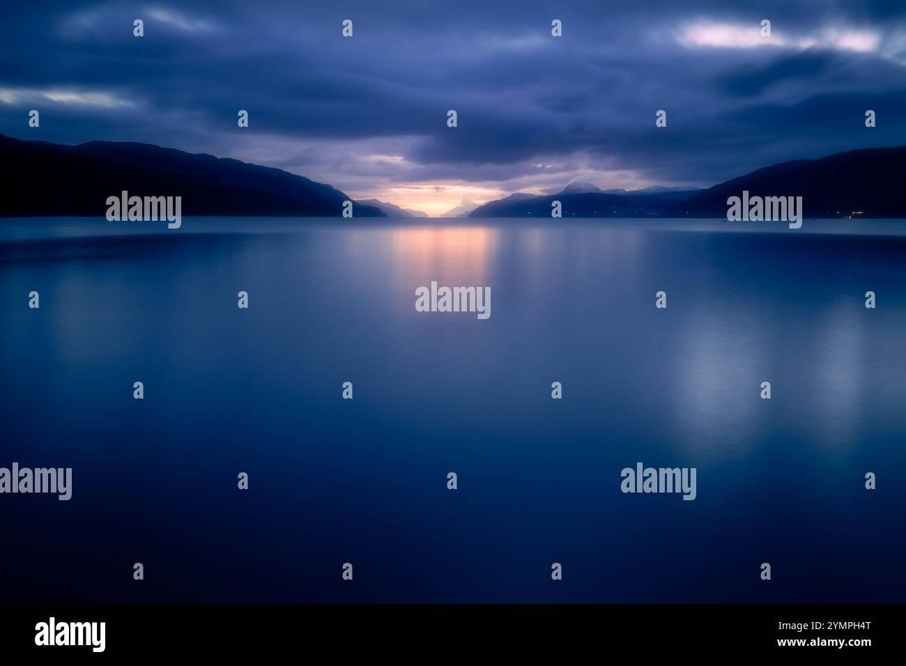 Last light on Loch Ness from Dores beach in the Scottish Highlands ...