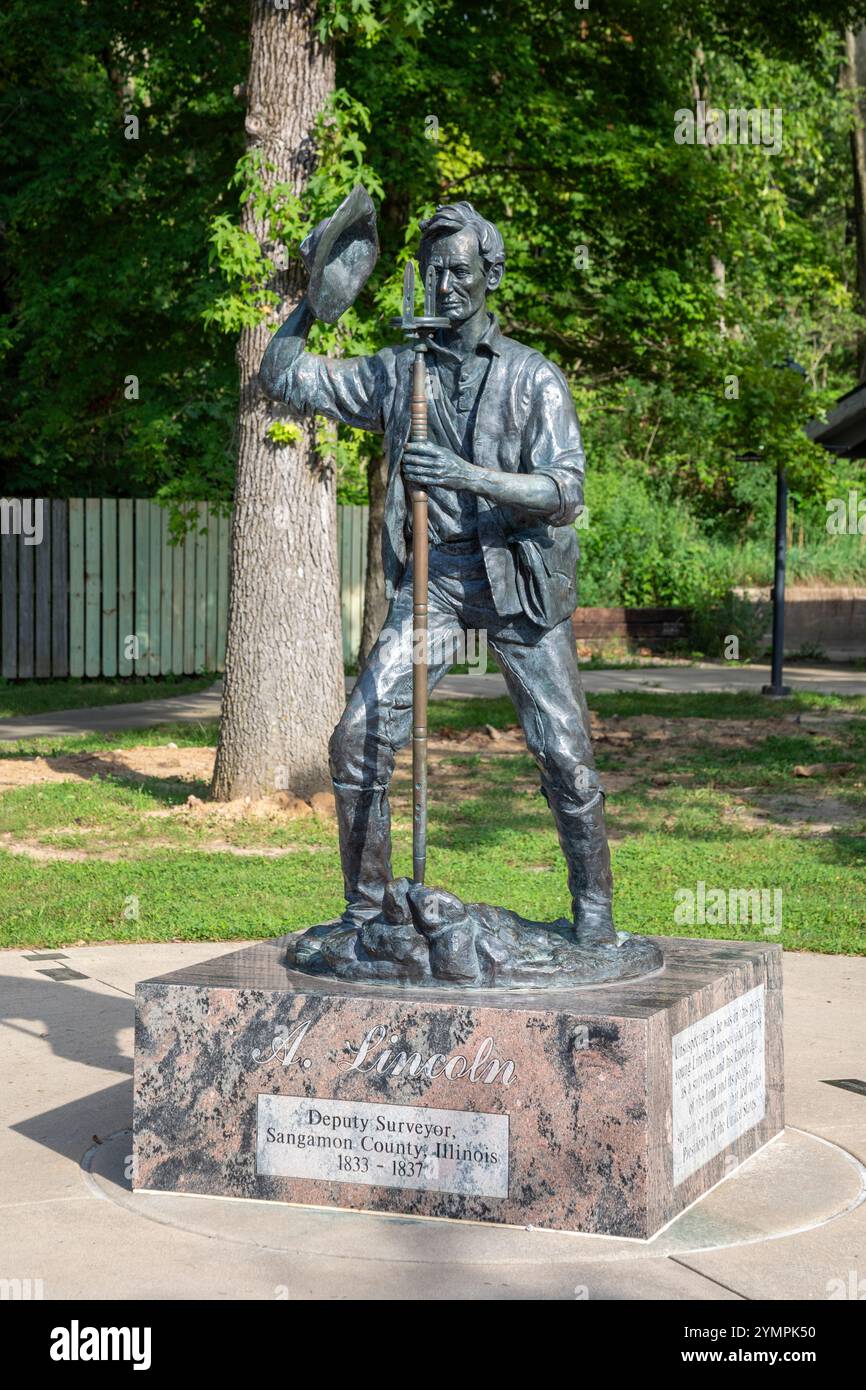 Petersburg, Illinois - A statue of Abraham Lincoln as a surveyor at ...