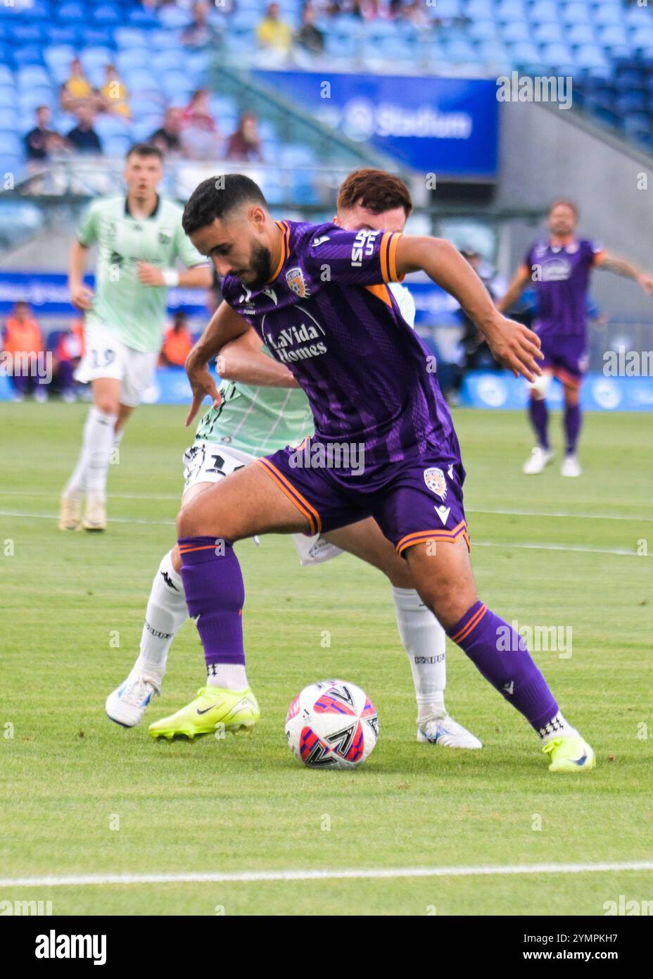 Matthew Grimaldi (back) of Western United FC and Anas Hamzaoui (front ...