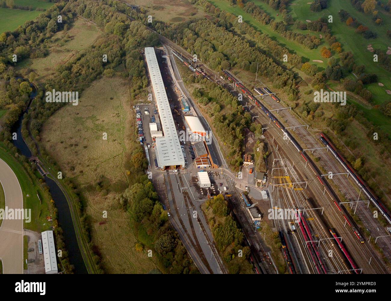 Aerial view of Wolverhampton Stafford Road railway maintenance works ...